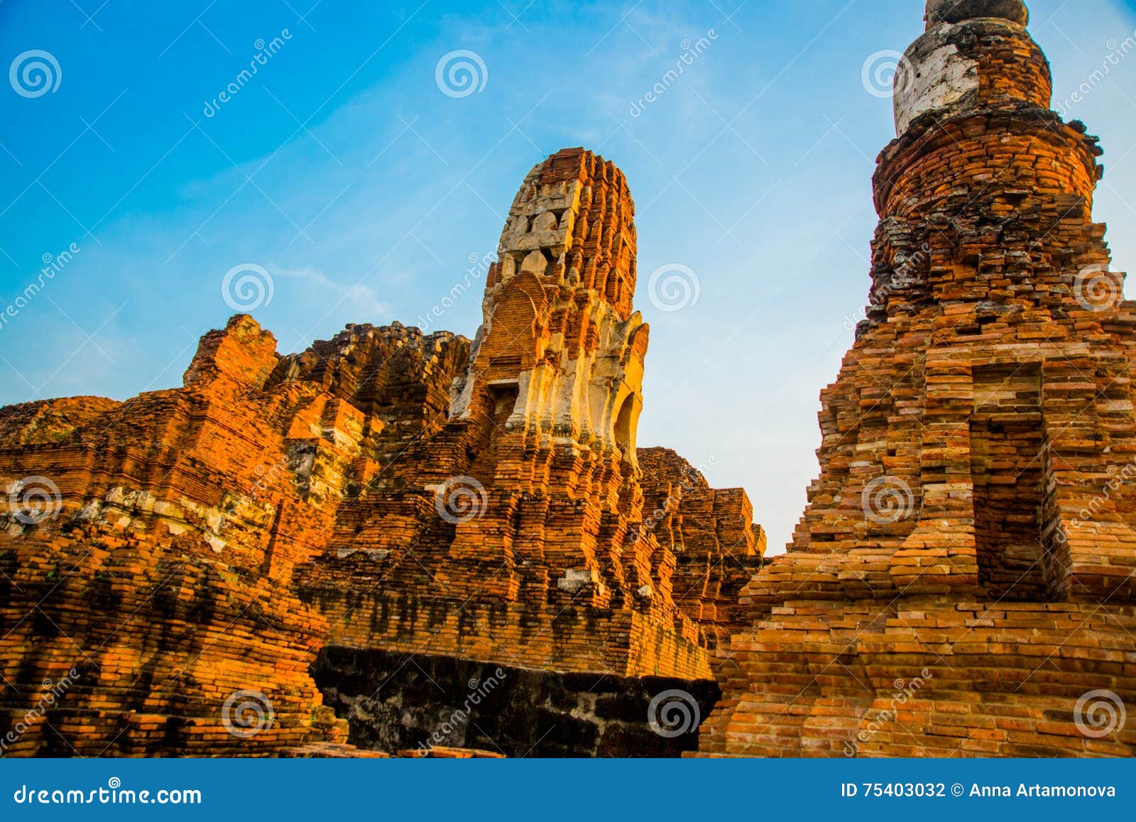 Ancient Palaces on the Background of Blue Sky. Ayutthaya Thailand ...