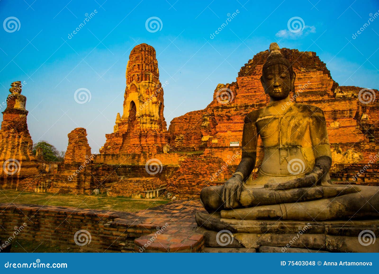 Ancient Palaces on the Background of Blue Sky. Ayutthaya Thailand ...