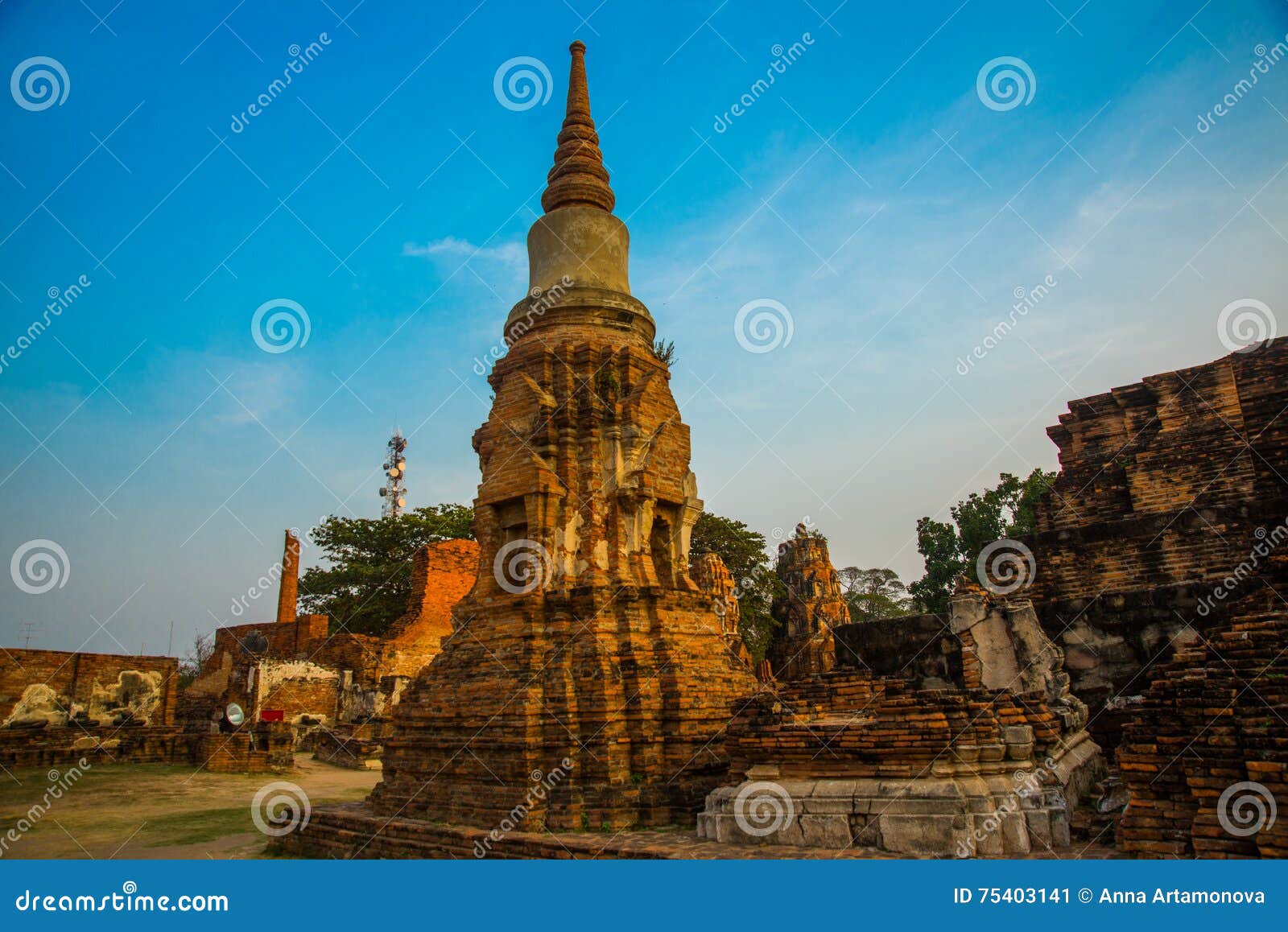 Ancient Palaces on the Background of Blue Sky. Ayutthaya Thailand ...