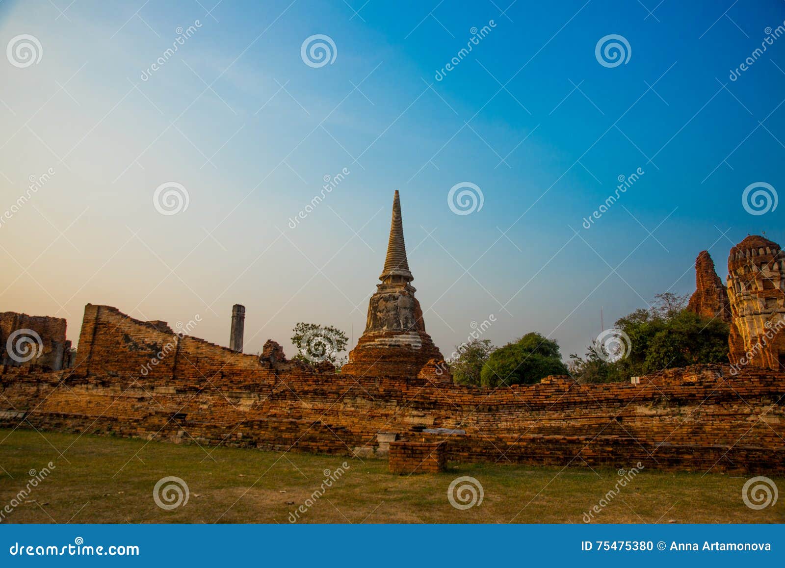 Ancient Palaces on the Background of Blue Sky. Ayutthaya Thailand ...