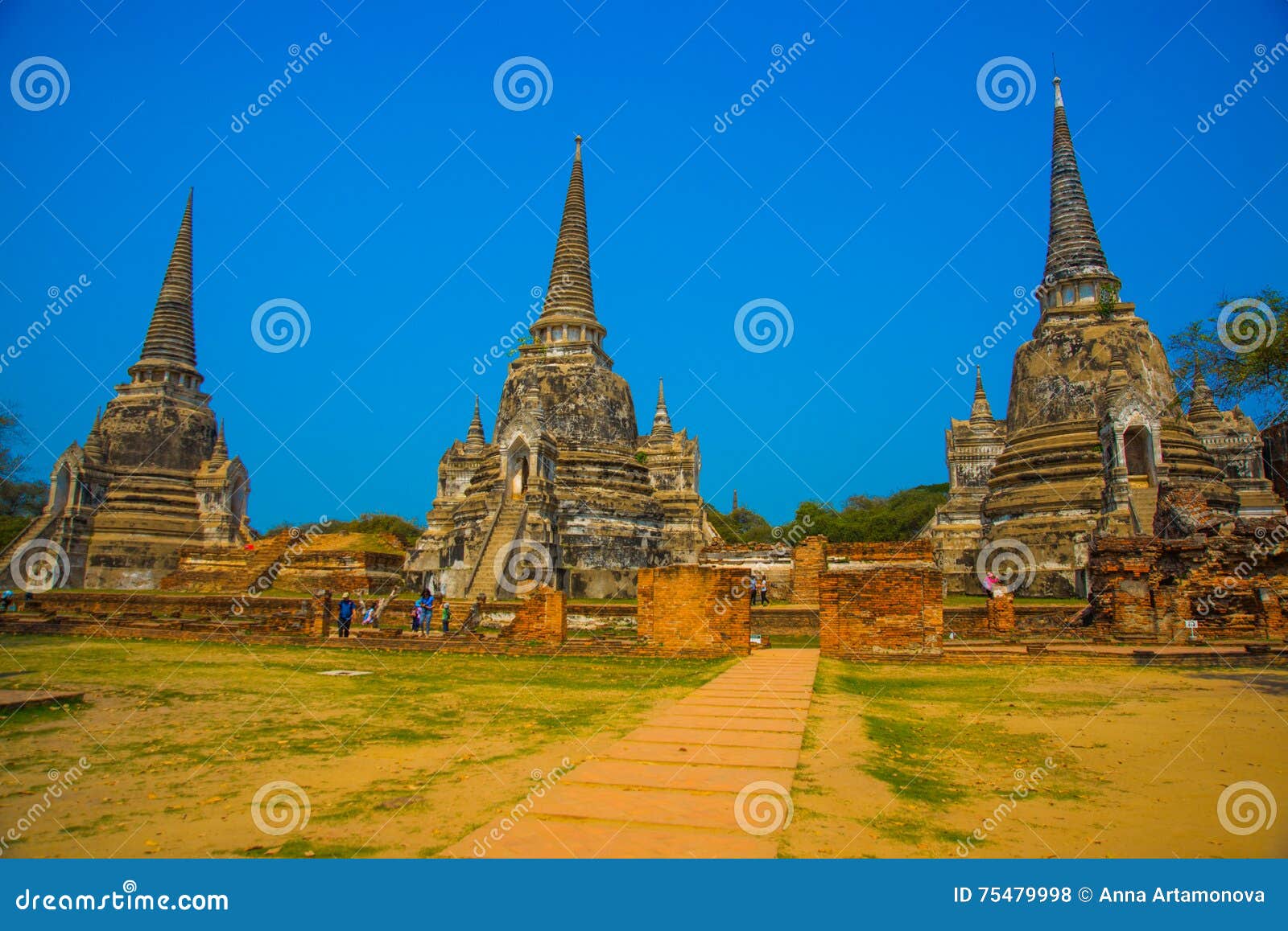 Ancient Palaces on the Background of Blue Sky. Ayutthaya Thailand ...