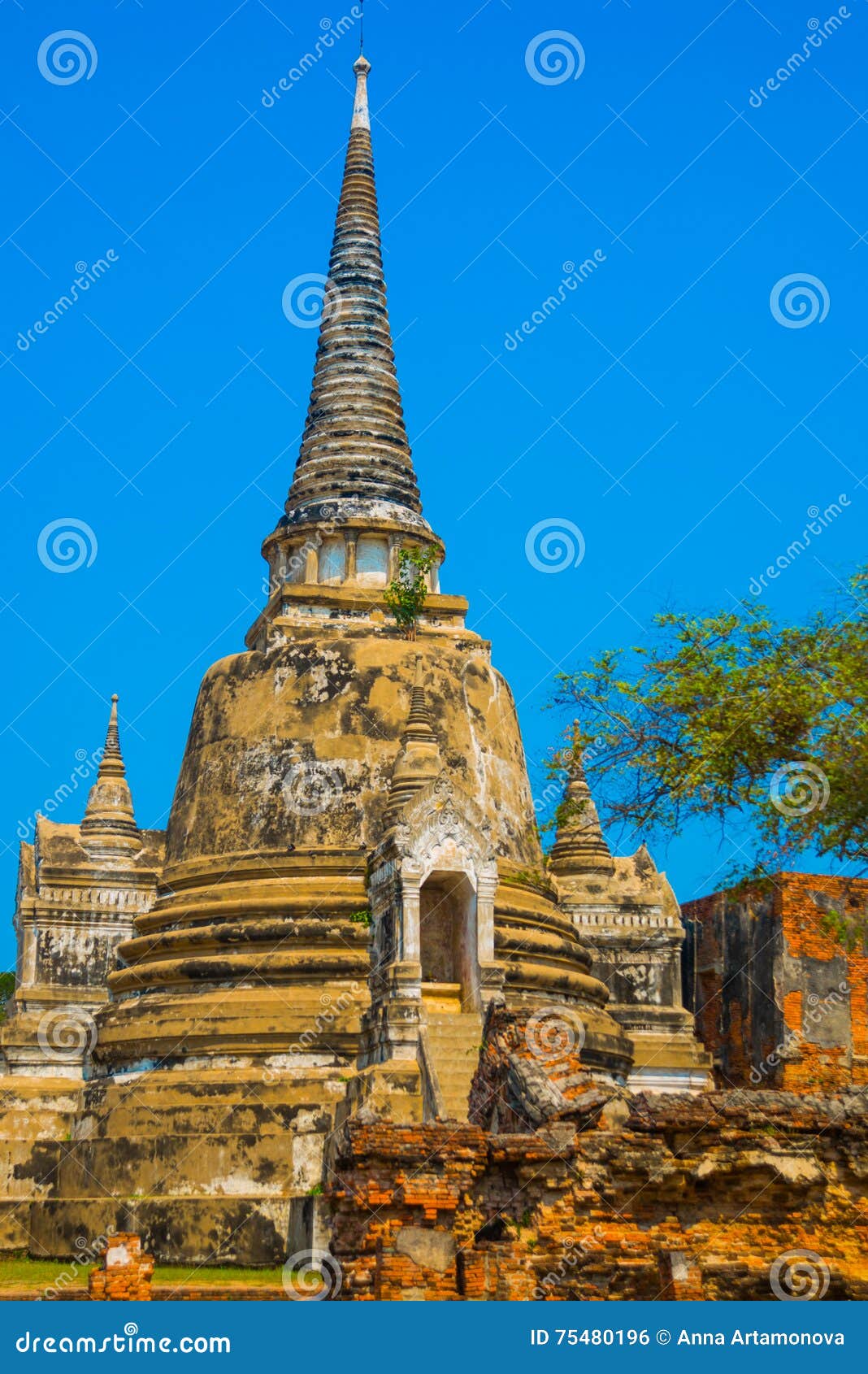 Ancient Palaces on the Background of Blue Sky. Ayutthaya Thailand ...