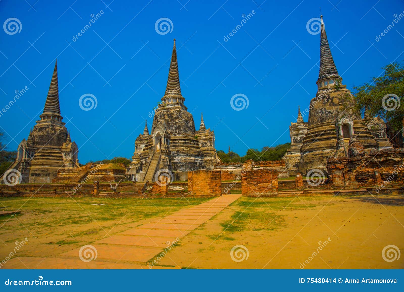 Ancient Palaces on the Background of Blue Sky. Ayutthaya Thailand ...