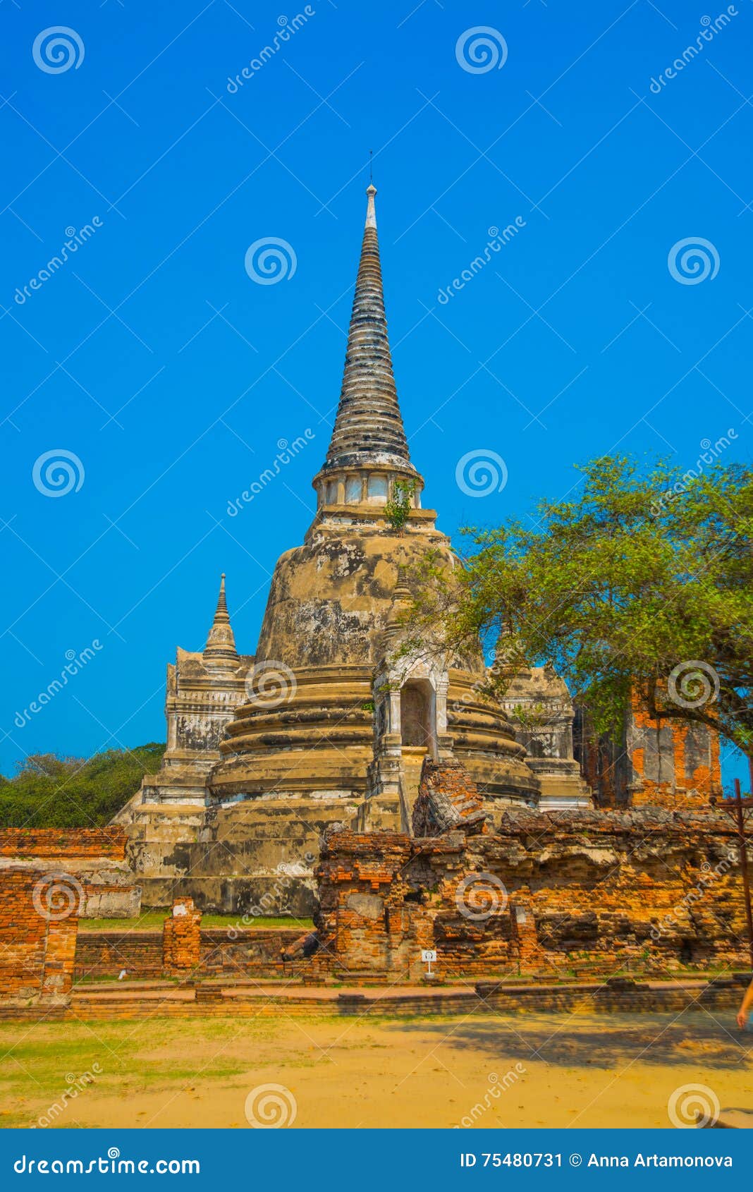 Ancient Palaces on the Background of Blue Sky. Ayutthaya Thailand ...