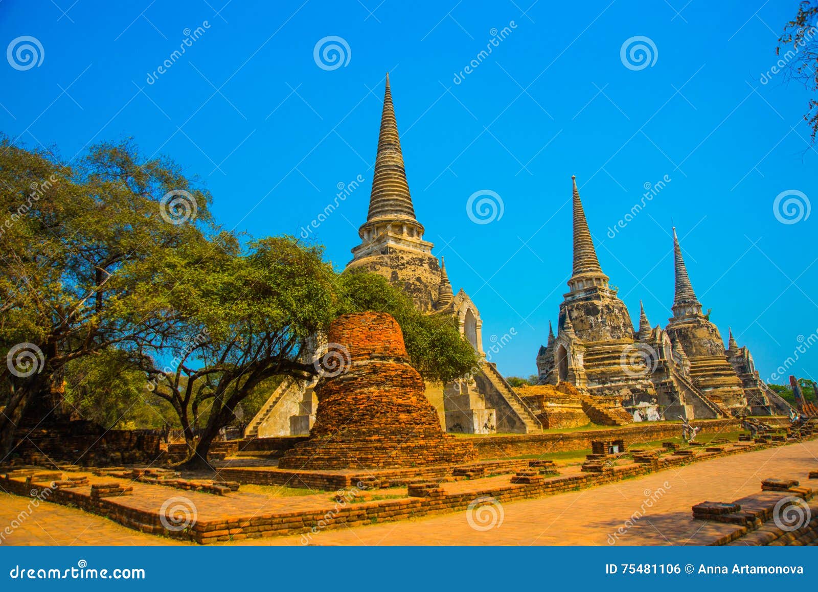 Ancient Palaces on the Background of Blue Sky. Ayutthaya Thailand ...