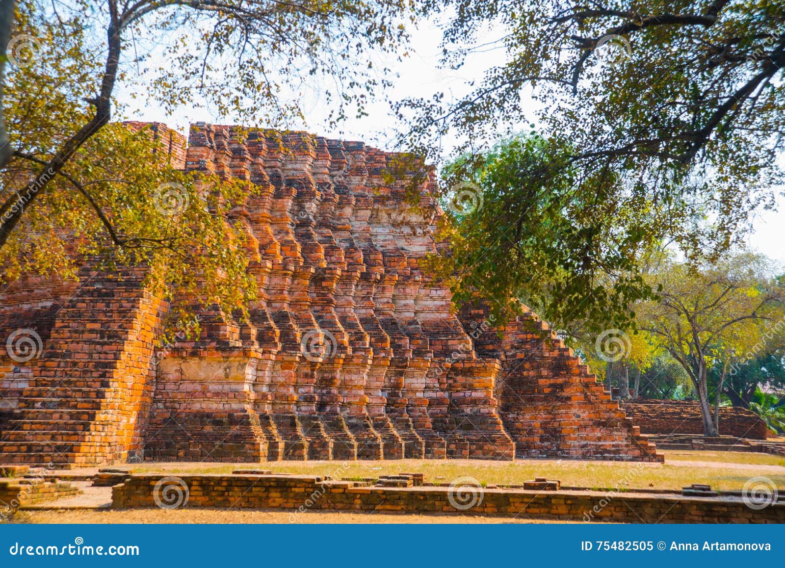 Ancient Palaces on the Background of Blue Sky. Ayutthaya Thailand ...