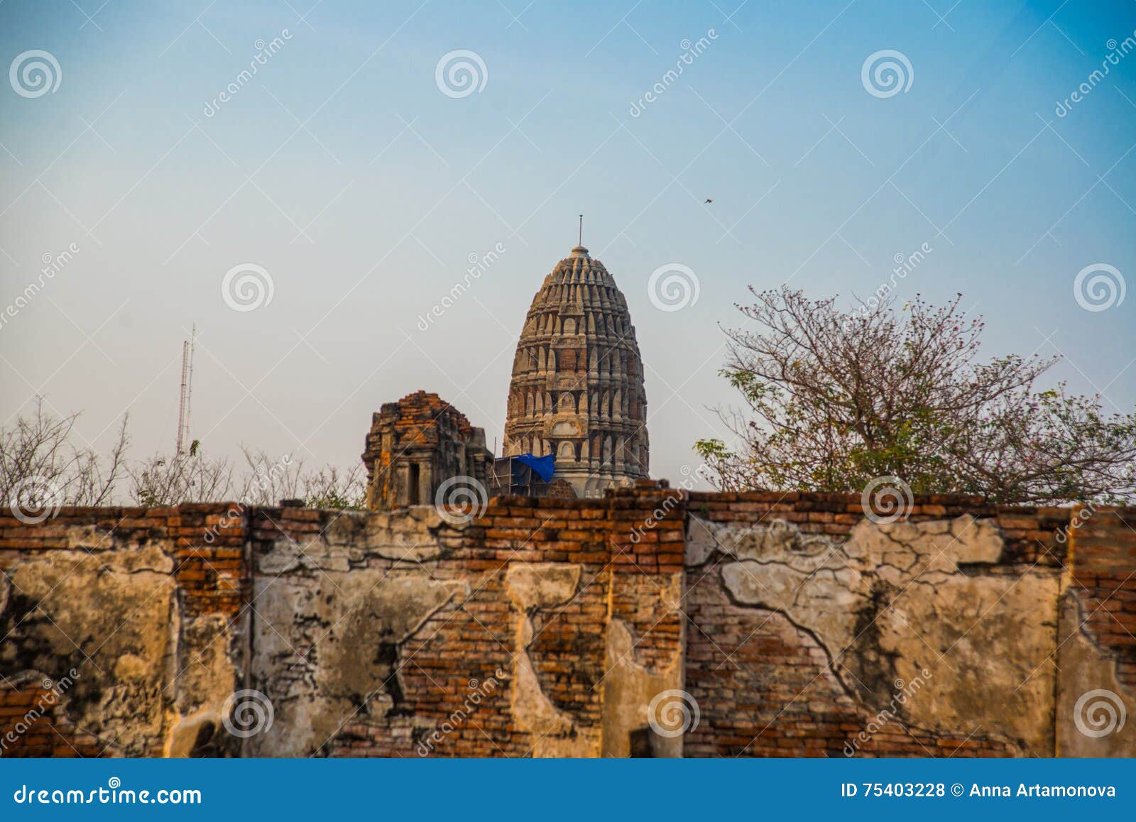 Ancient Palaces on the Background at Sunset. Ayutthaya Thailand. Stock ...