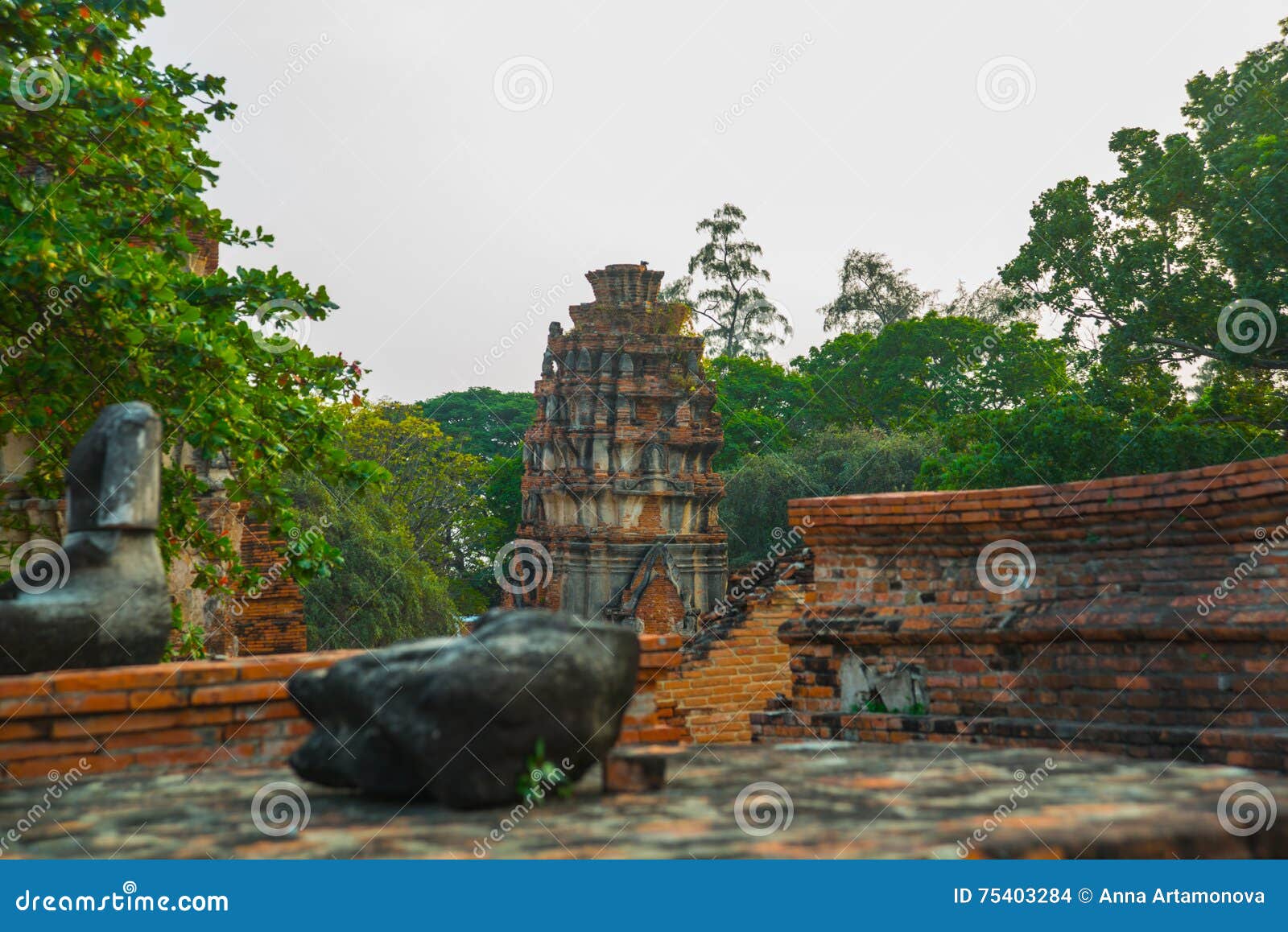 Ancient Palaces on the Background at Sunset. Ayutthaya Thailand. Stock ...