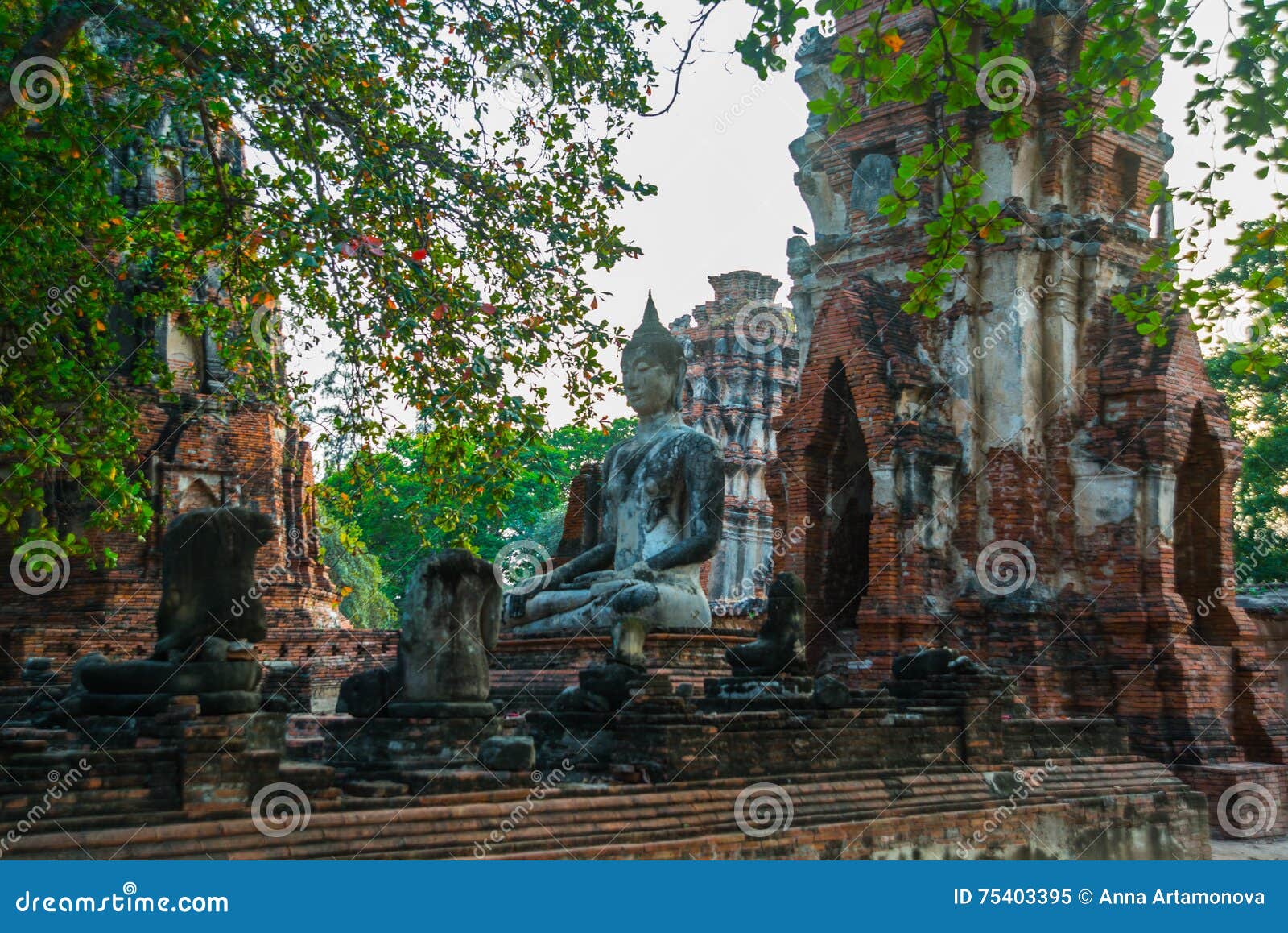 Ancient Palaces on the Background at Sunset. Ayutthaya Thailand. Stock ...