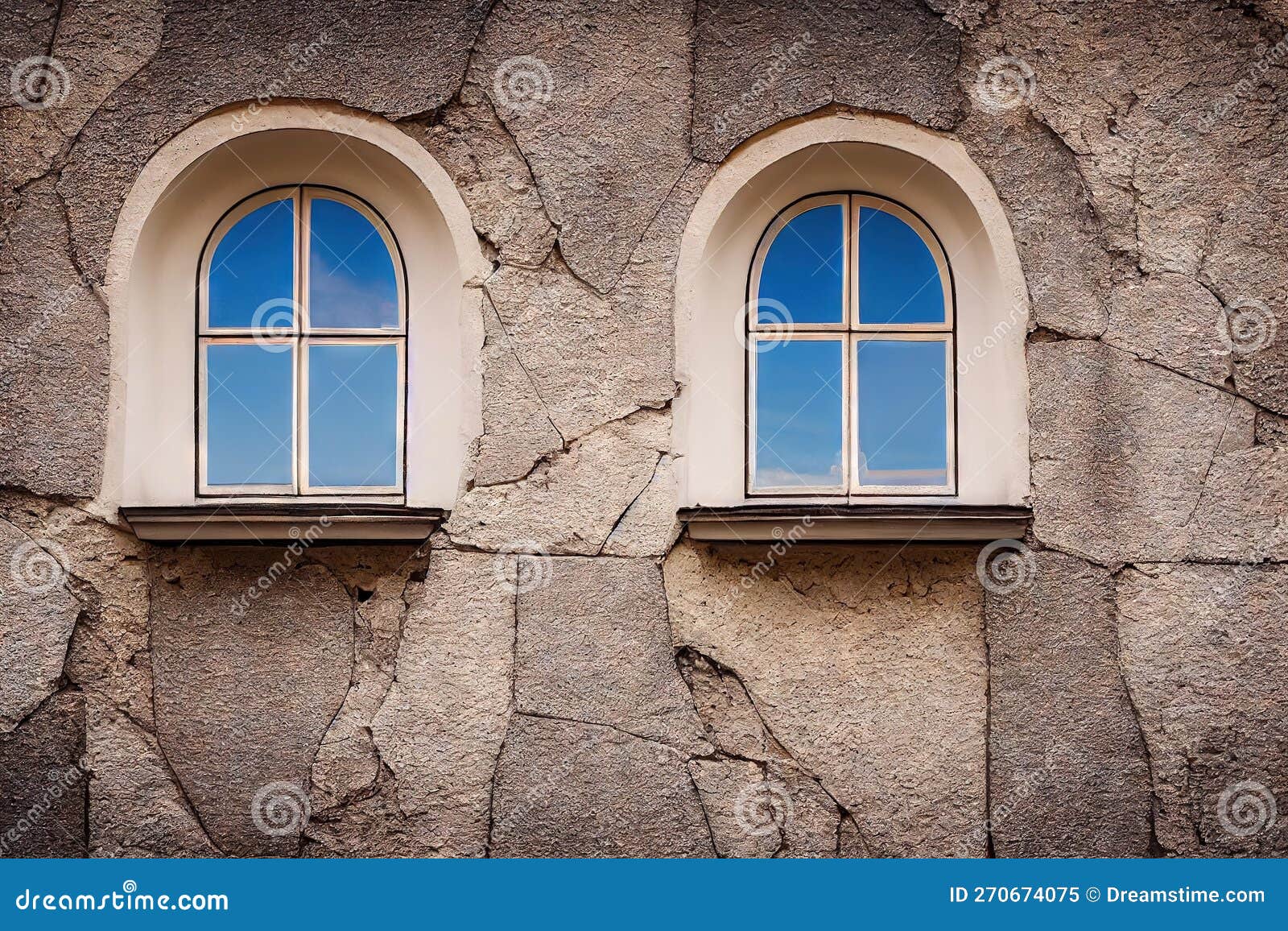 Ancient Panoramic Arch Window Exterior Classic Gothic Architecture. Old ...