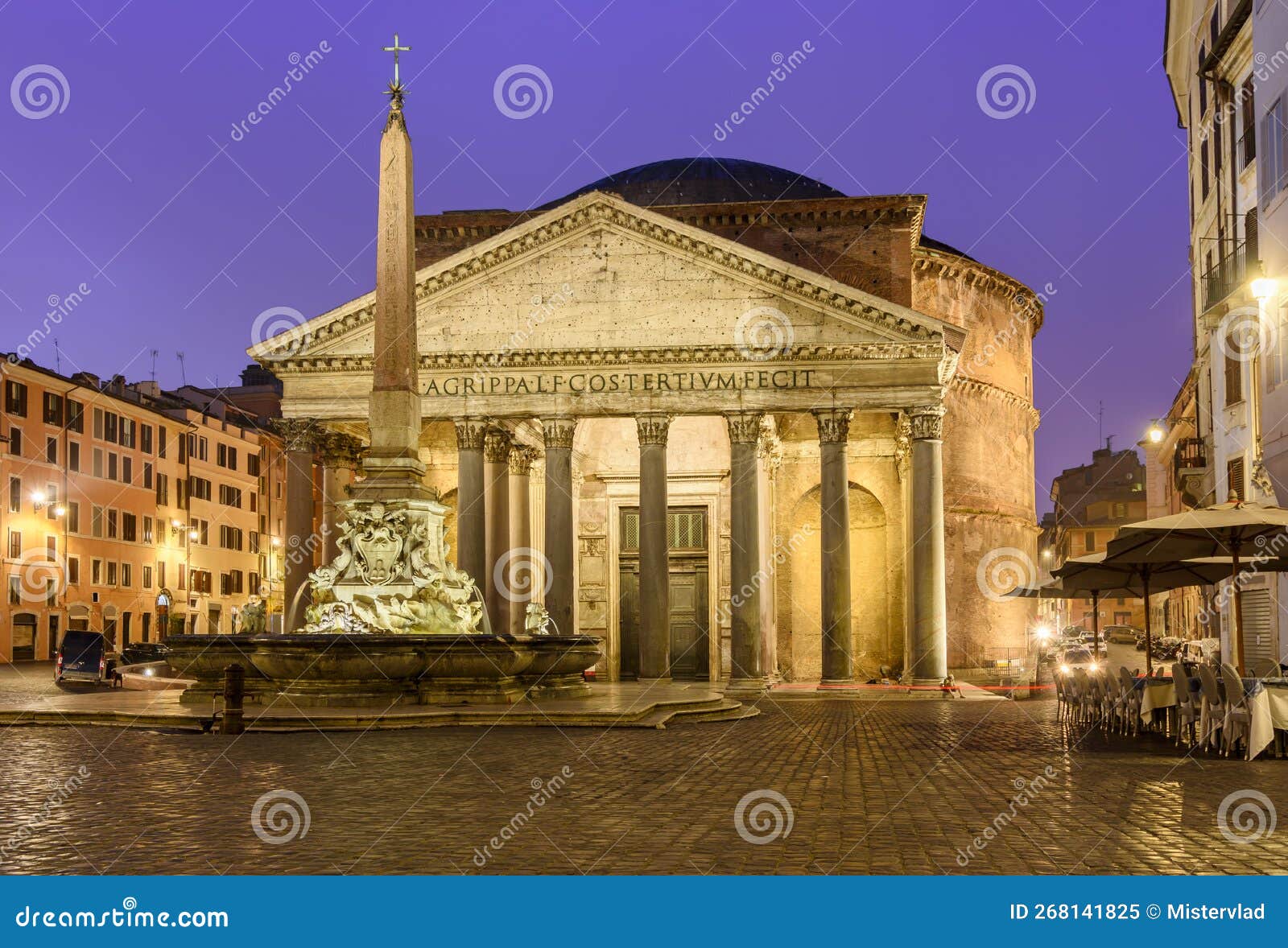 Ancient Pantheon Building in Rome at Night, Italy Editorial Image ...