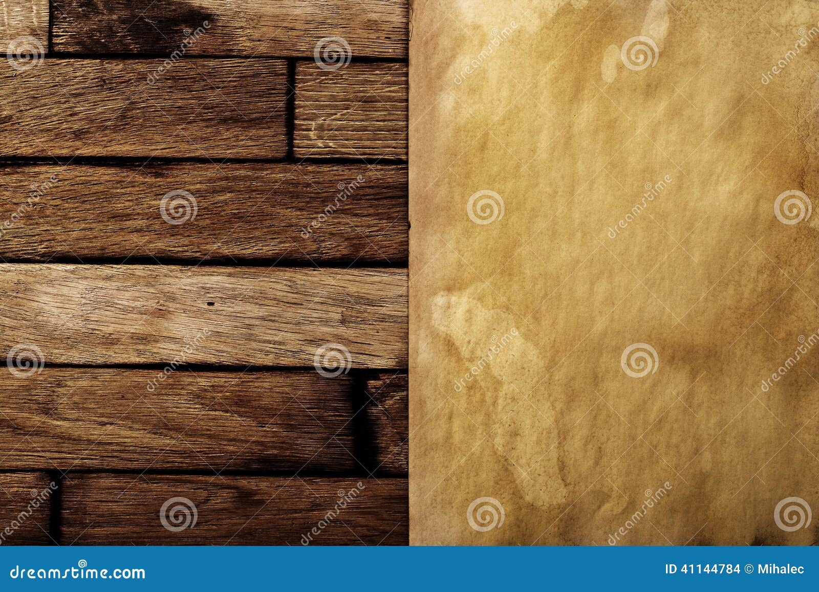 Ancient Paper on a Brown Wooden Surface. Stock Photo - Image of boards ...