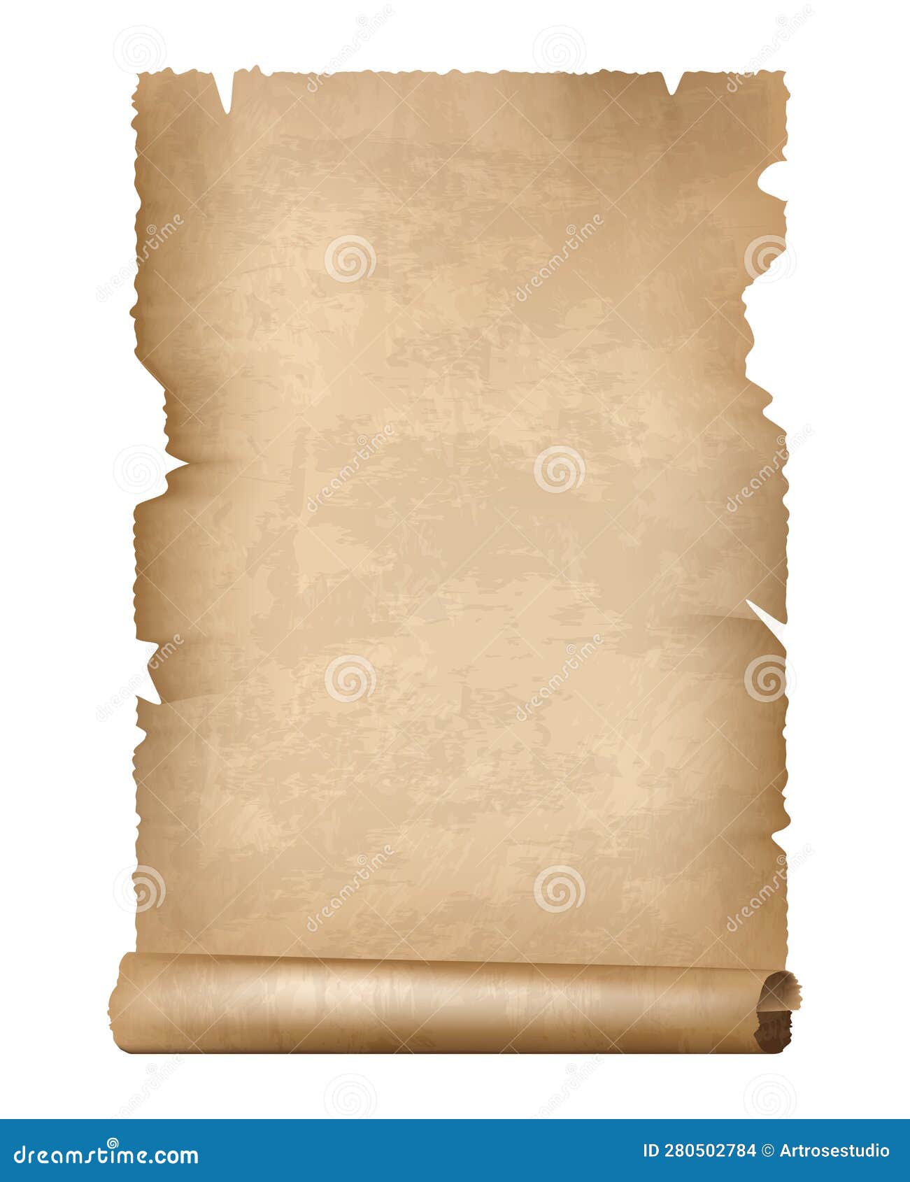 Ancient Paper Leaf on White Background, Realistic Vector Illustration ...