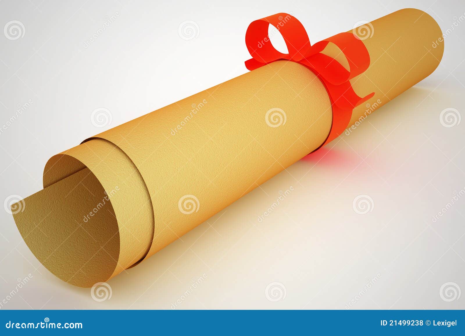 Ancient Paper Scroll with Red Stripe and Bow. Stock Illustration ...