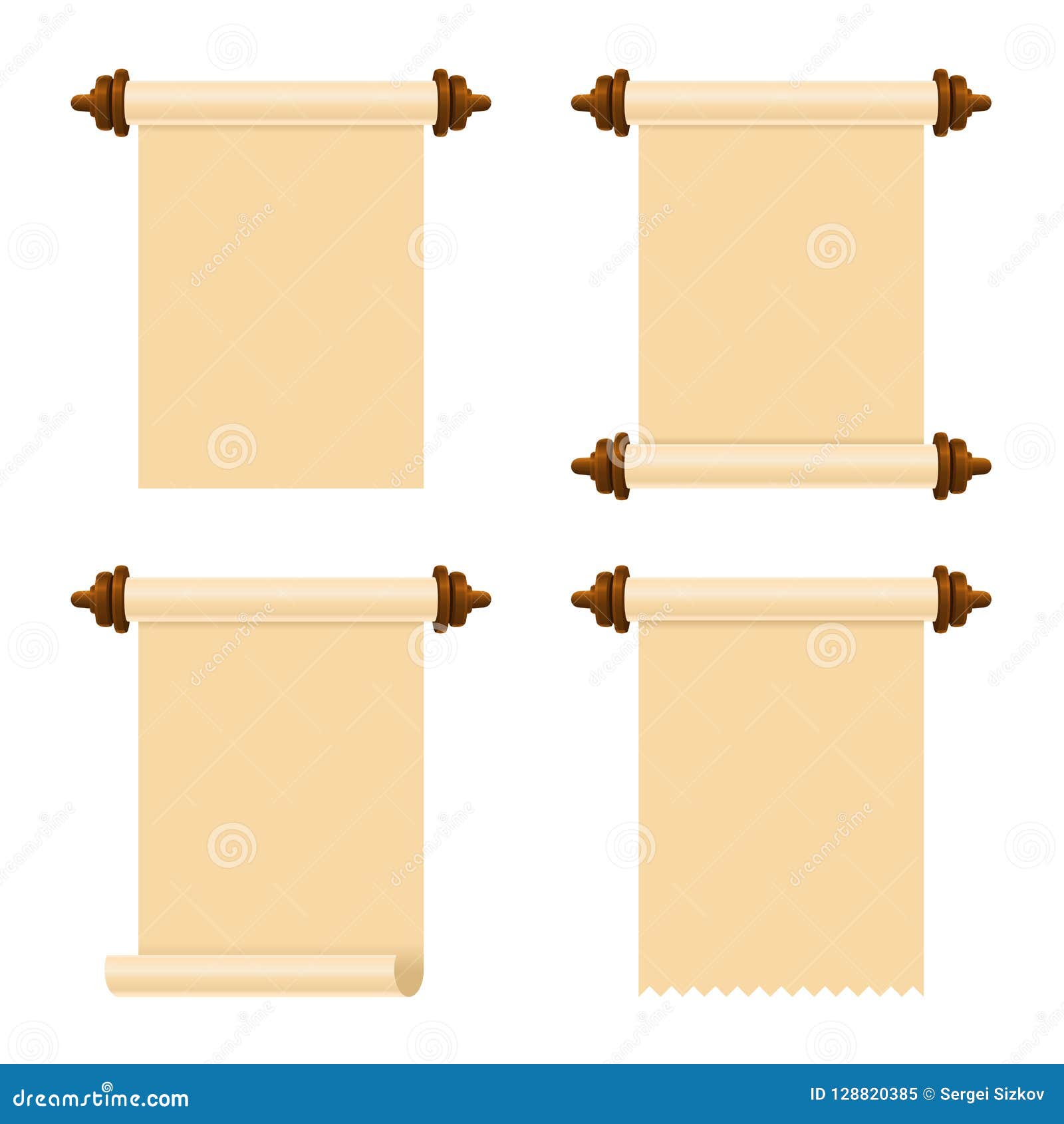 Ancient Paper Scrolls Set on White Background. Vector Stock Vector ...