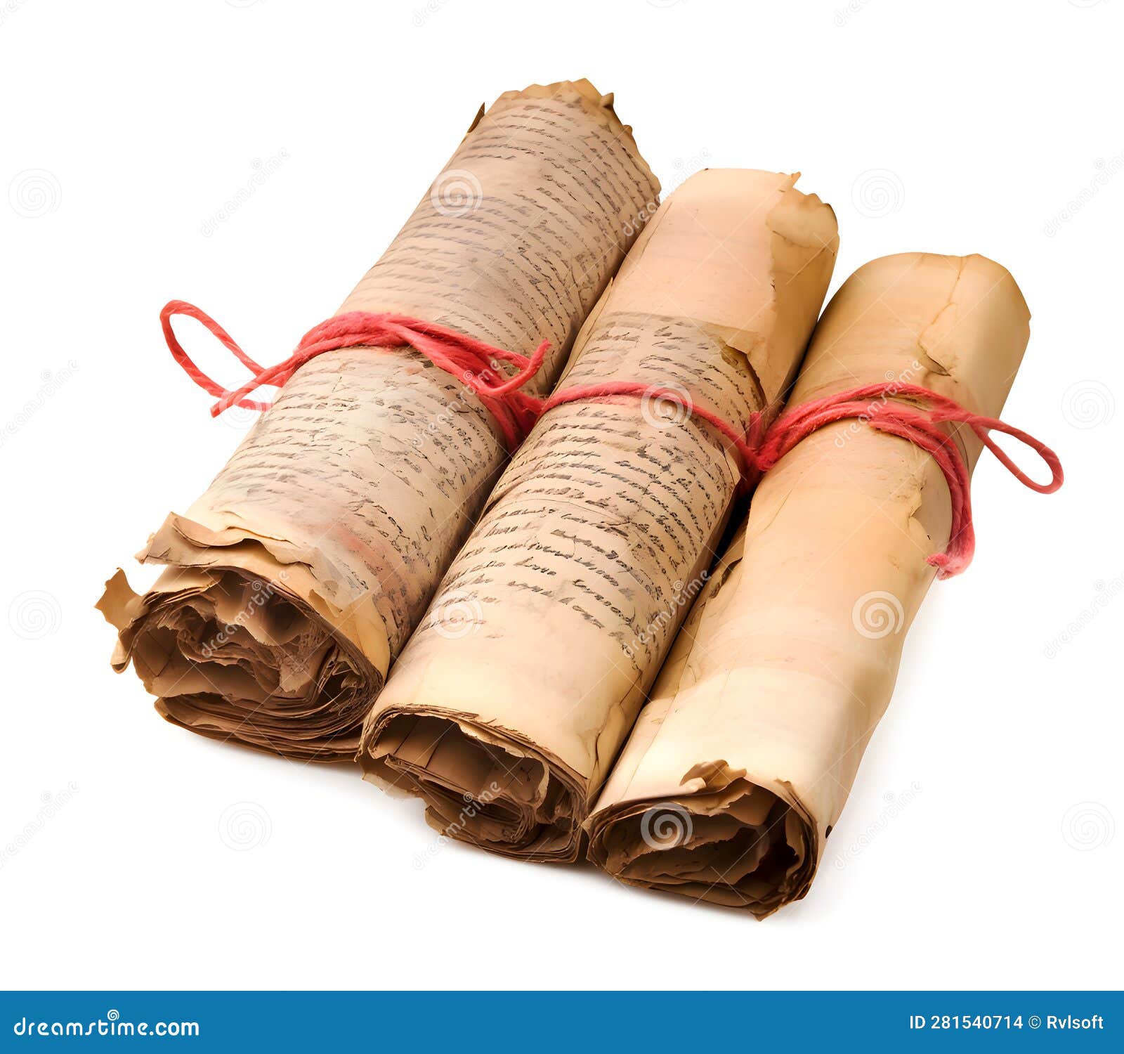 Ancient Paper Scrolls On White Background, Ancestral Knowledge Concept ...
