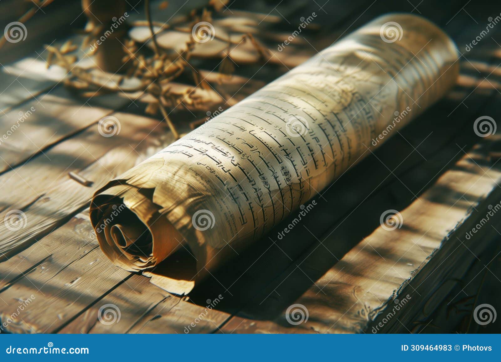 Ancient Papyrus a Old Torah Scroll on Table Stock Image - Image of ...