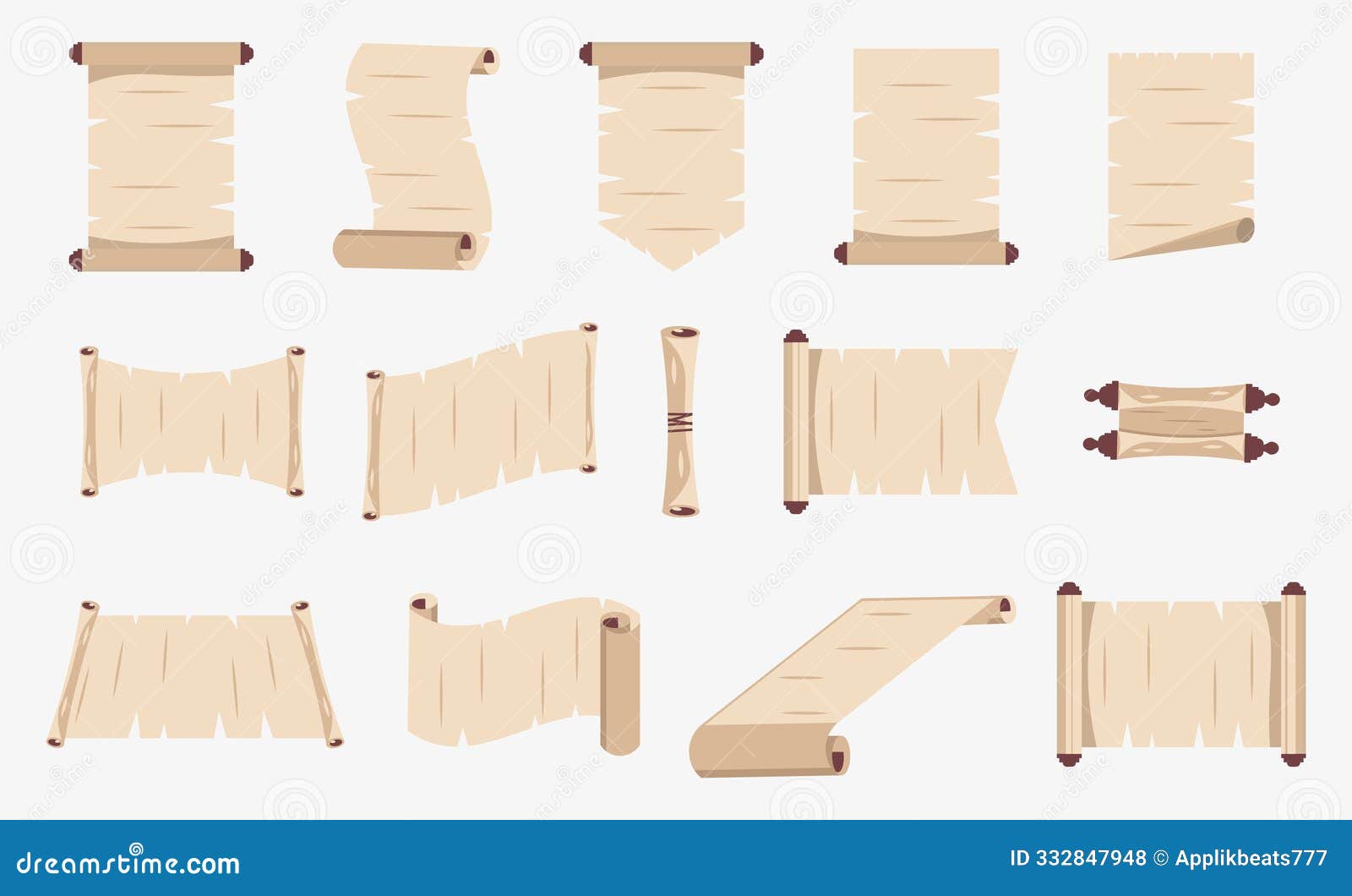 Ancient Papyrus Scroll Collection on a White Background Stock Vector ...