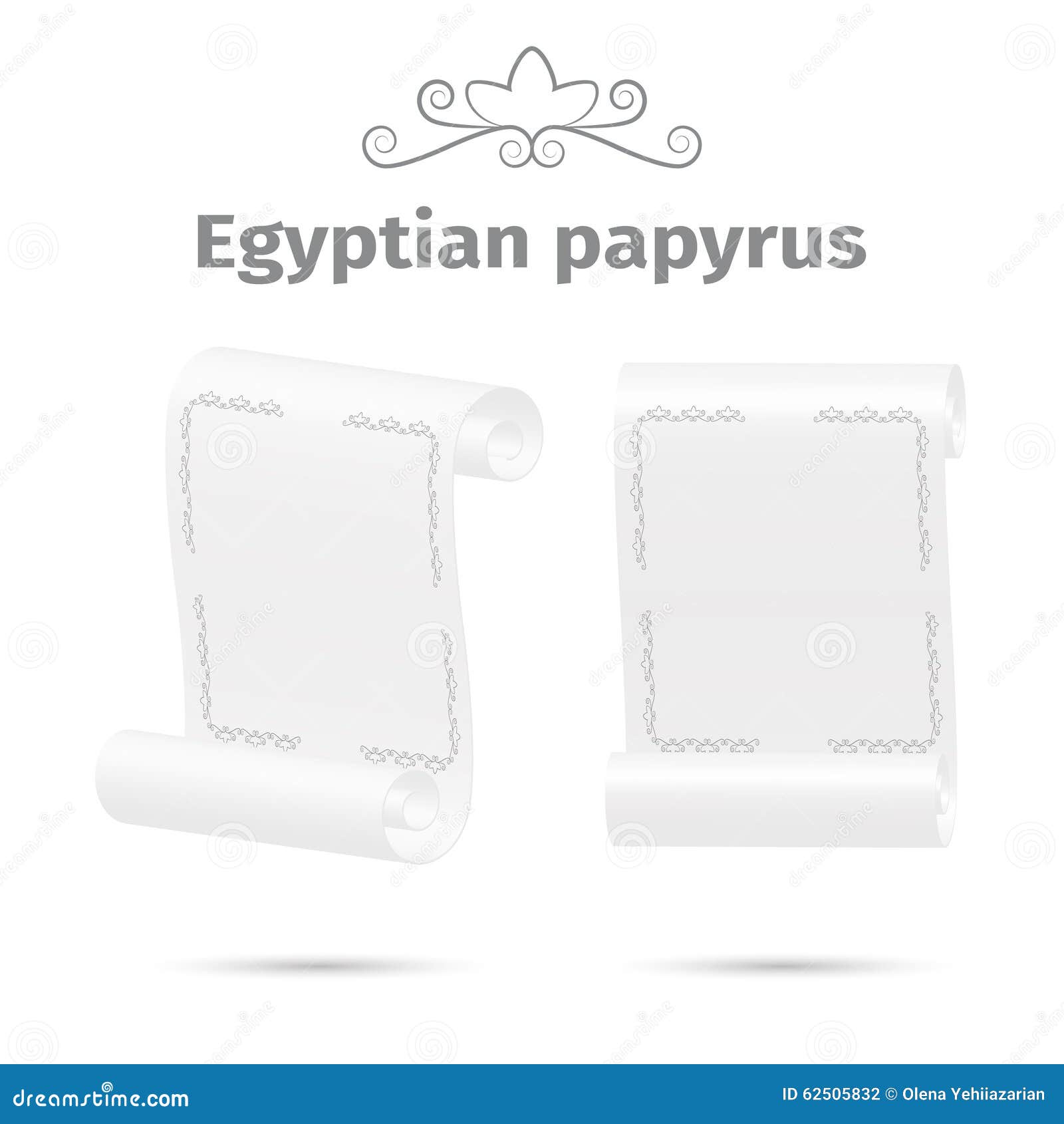 Ancient Papyrus Scroll Binded With Red Ribbon And Quill In Inkstand ...