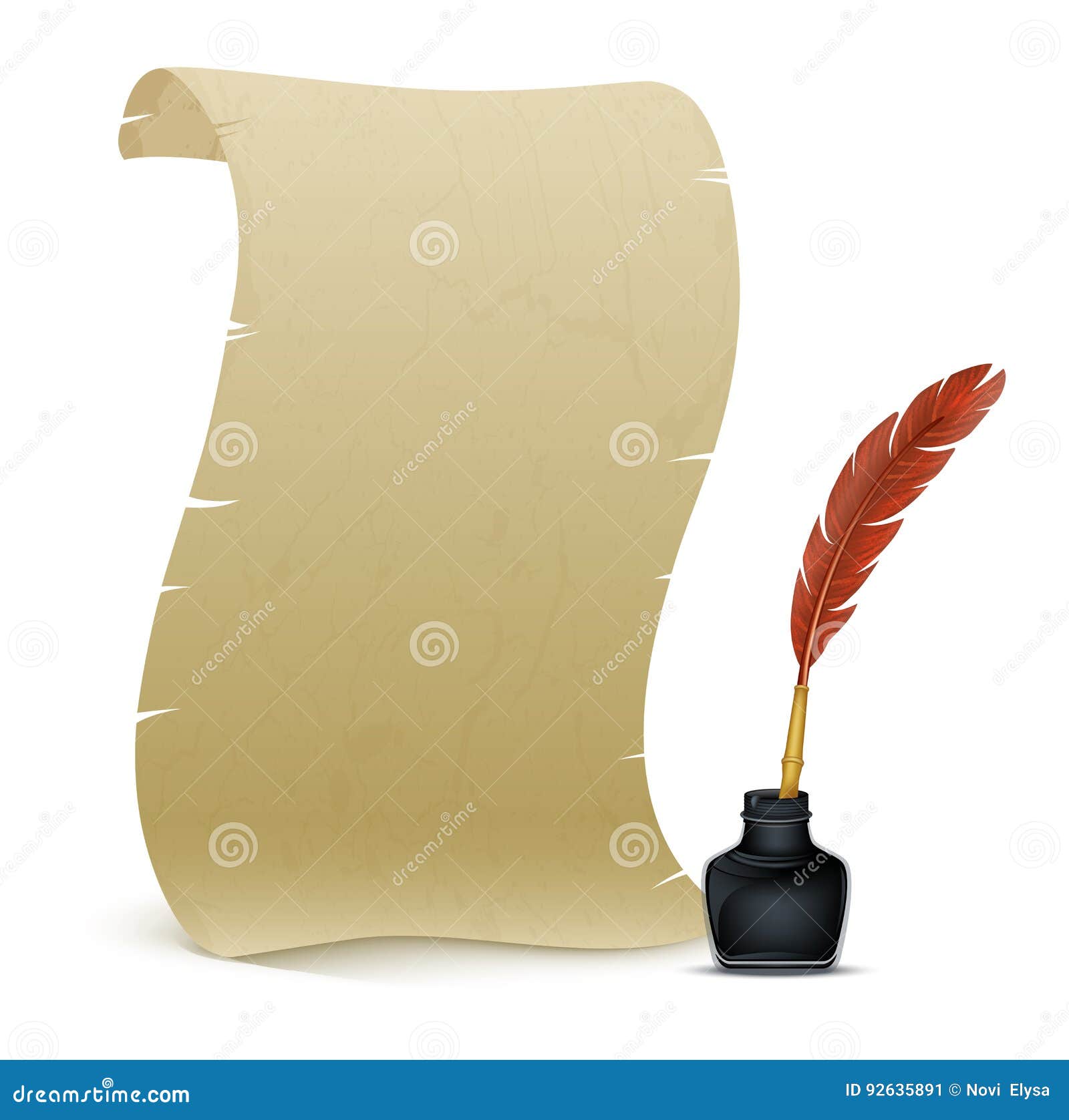 Ancient Pen, Inkwell And Old Ink Pen Cartoon Vector | CartoonDealer.com ...