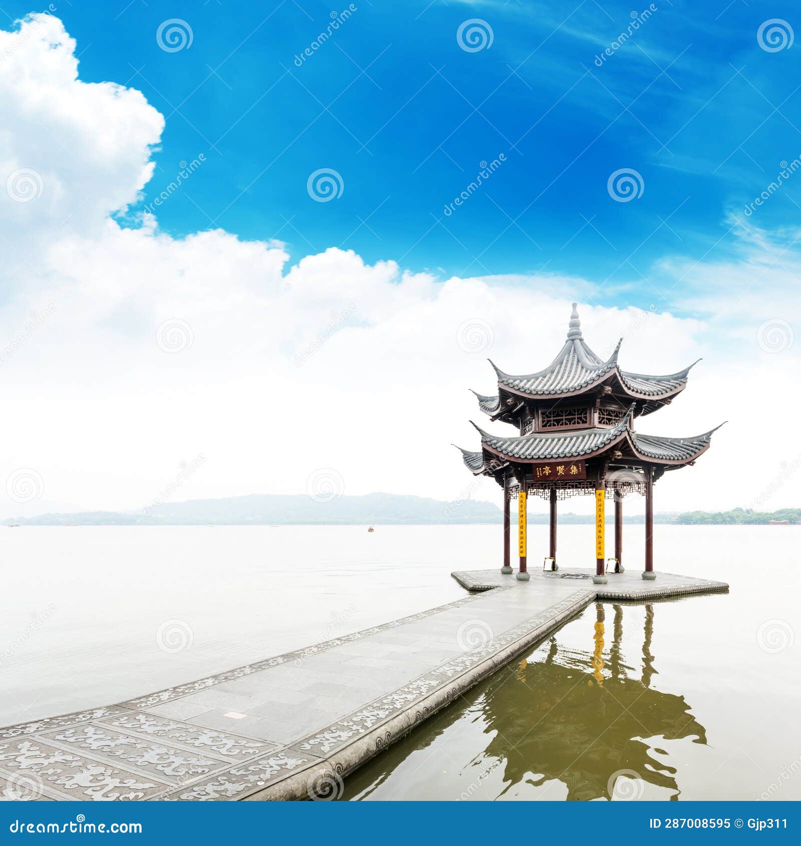 Ancient Pavilion on the West Lake Stock Image - Image of relax, travel ...