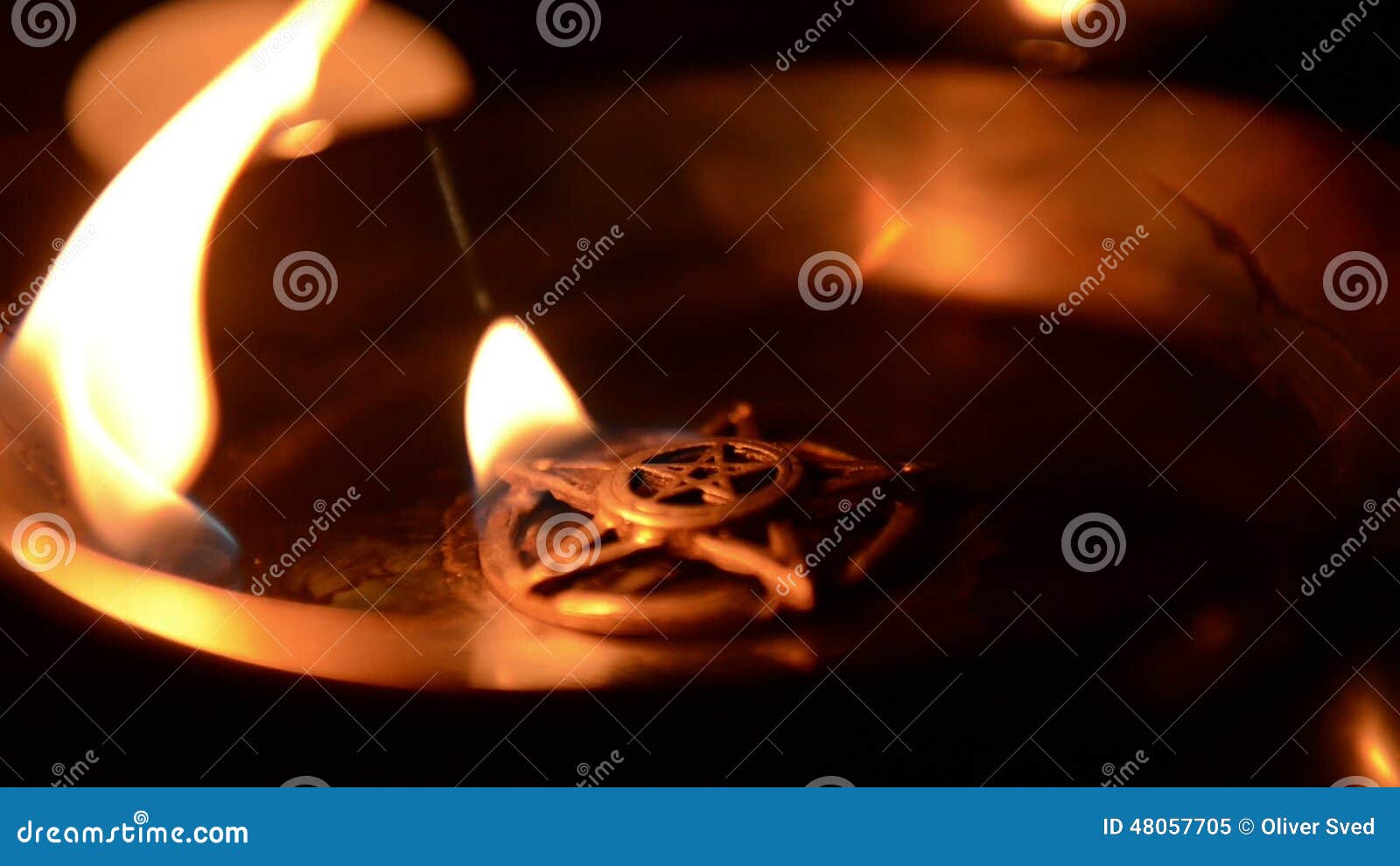 Ancient pentagram burning stock video. Video of flame - 48057705