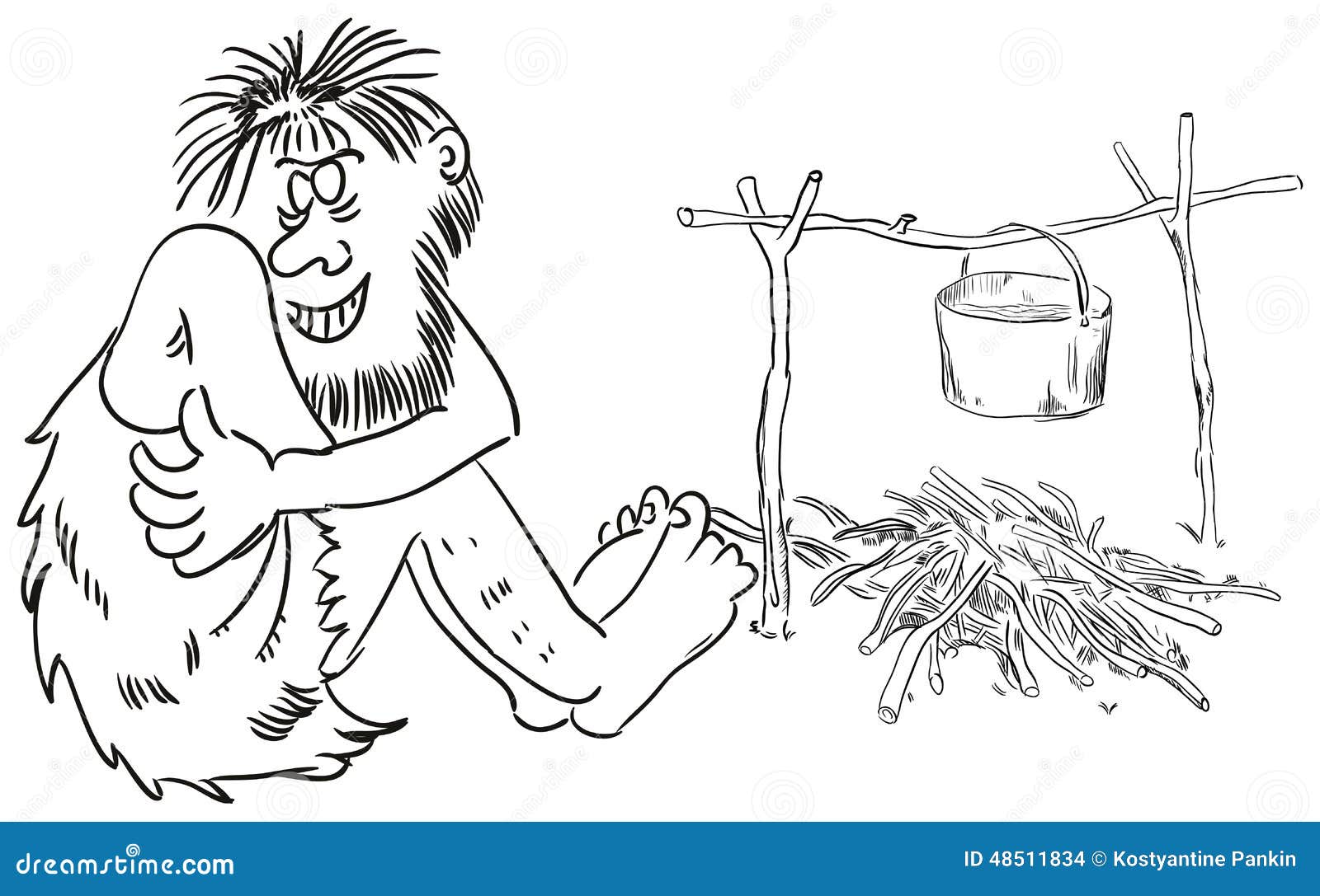 Ancient People Around the Campfire Stock Vector - Illustration of ...