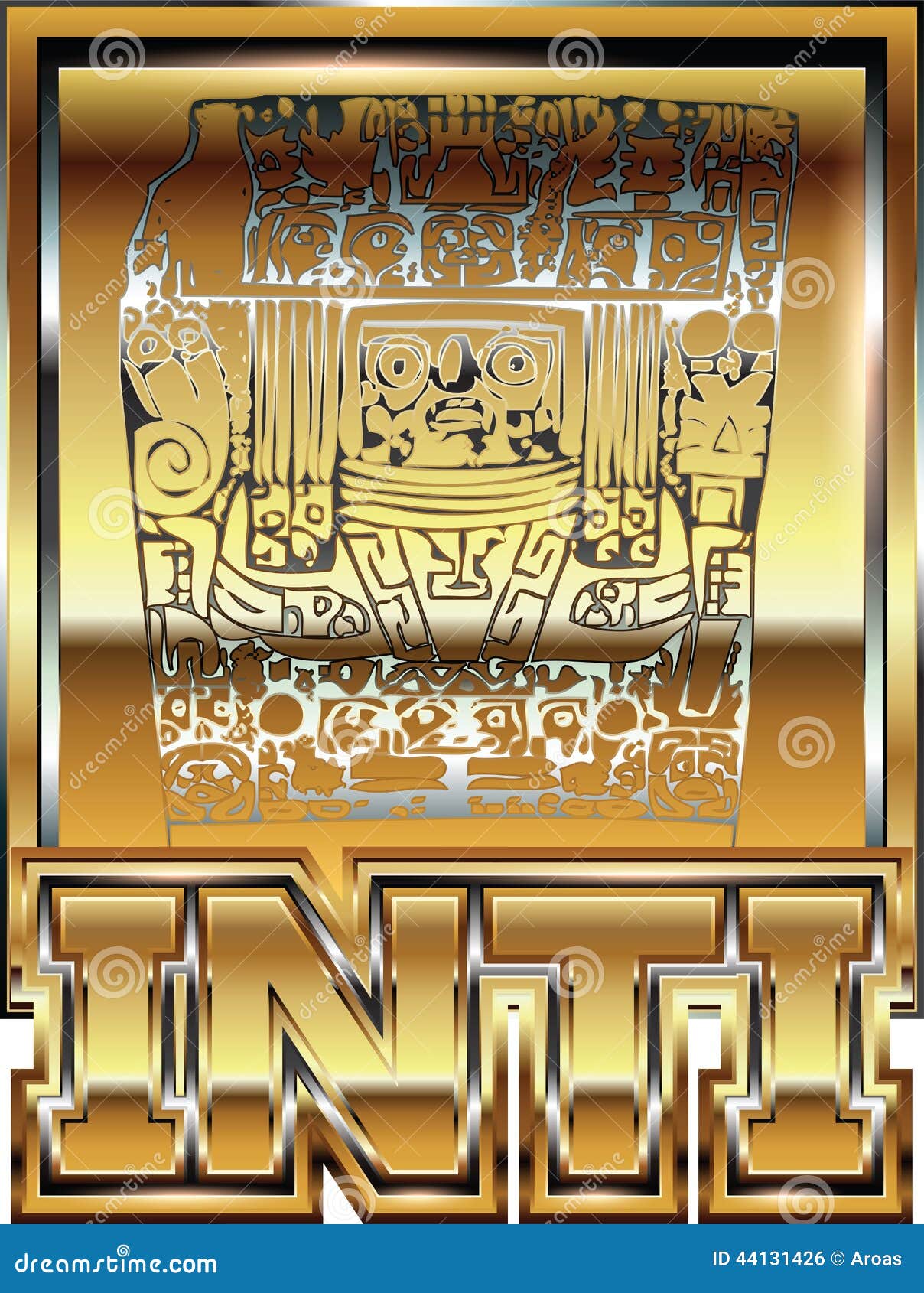 Ancient Peruvian Gold Ornament Illustration Stock Vector - Illustration ...