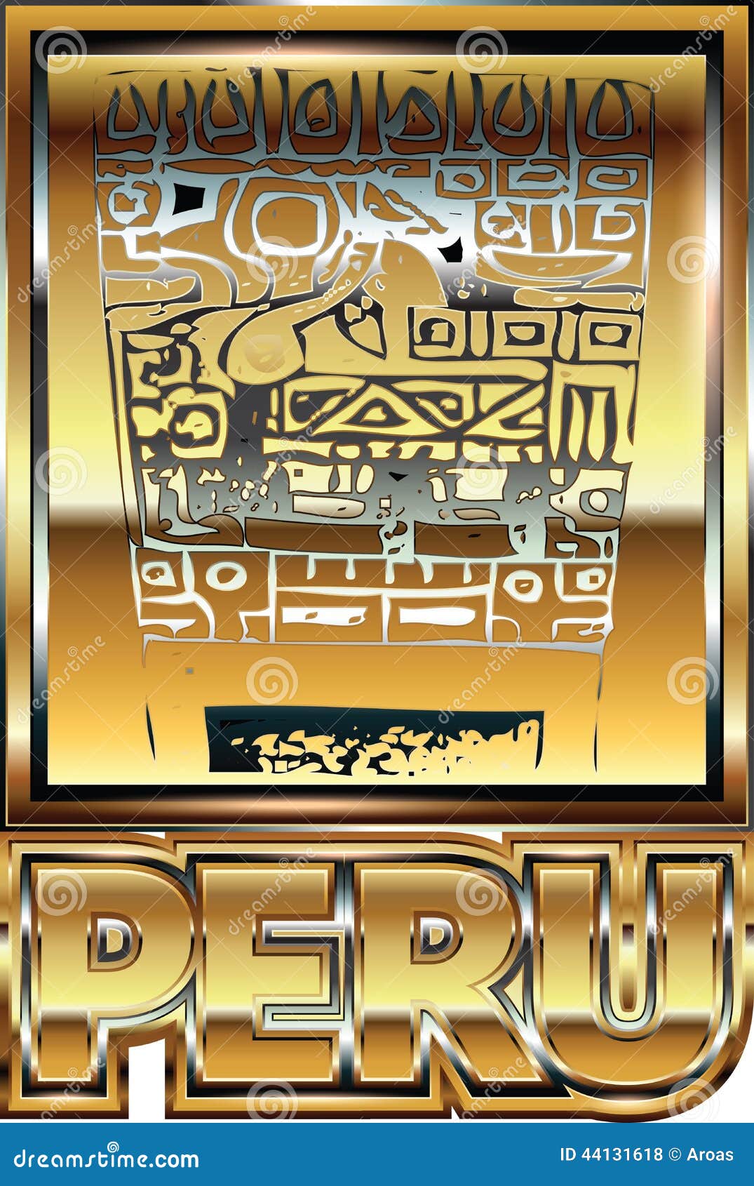 Ancient Peruvian Gold Ornament Illustration Stock Vector - Illustration ...