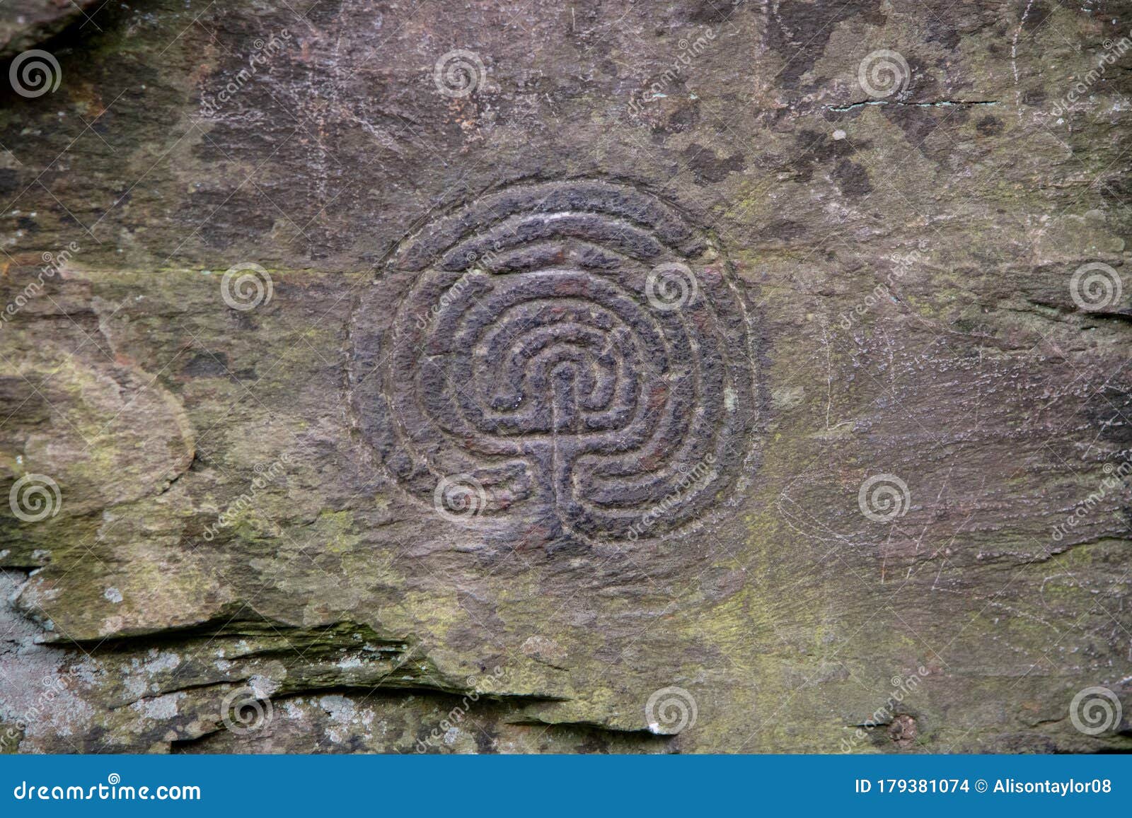 An Ancient Petroglyph, or Rock Carving, in Cornwall Stock Photo - Image ...
