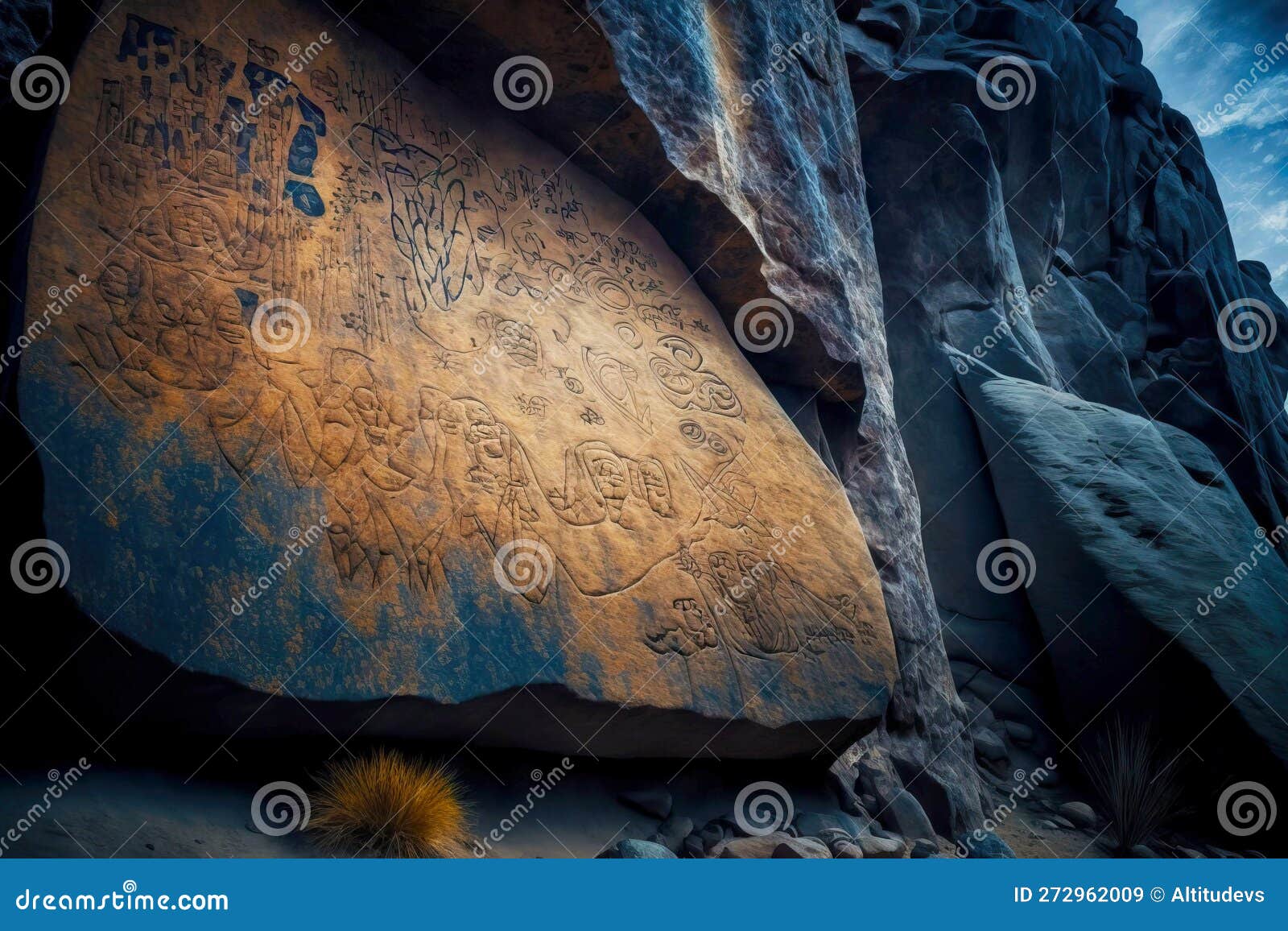Ancient Petroglyphs On Cliff Surface Royalty-Free Stock Photo ...