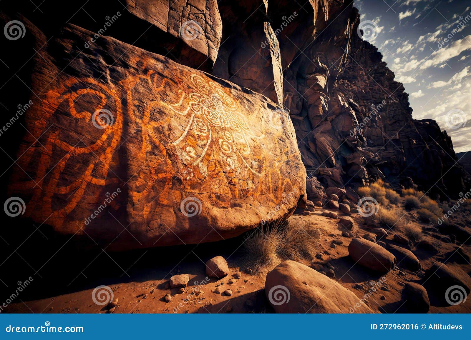 Ancient Petroglyphs On Cliff Surface Royalty-Free Stock Photo ...