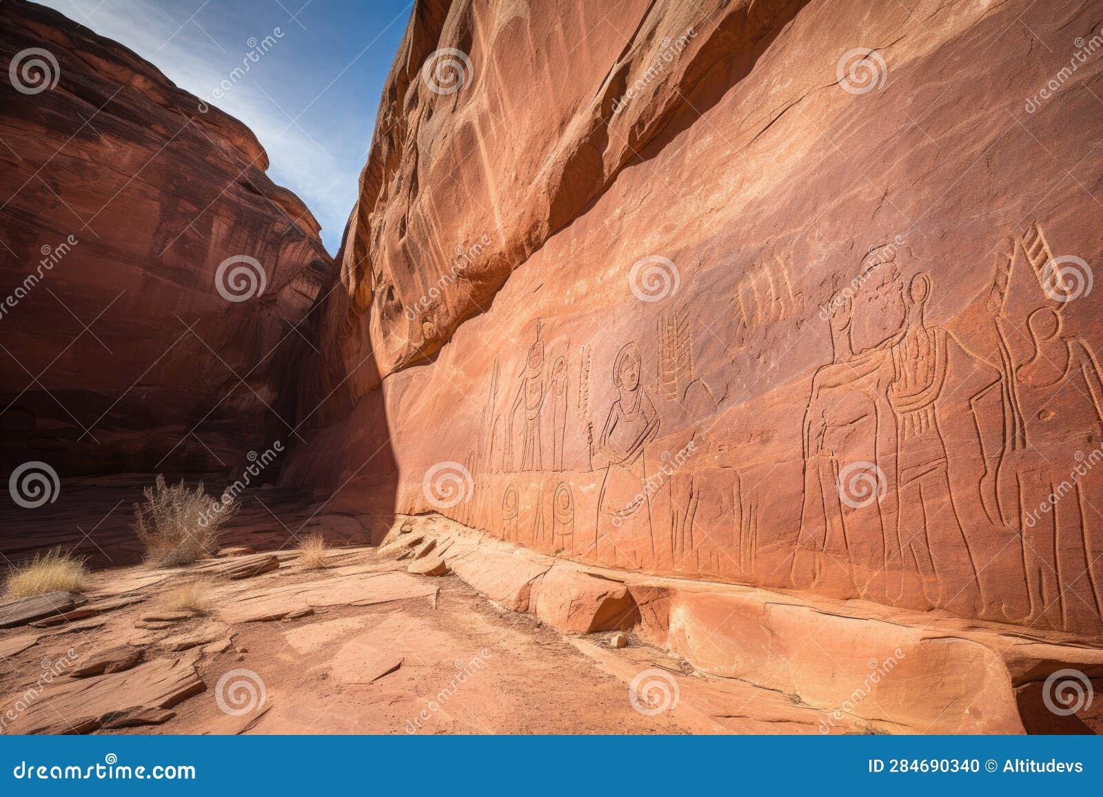 Ancient Petroglyphs On A Sandstone Cliff Royalty-Free Stock Photo ...