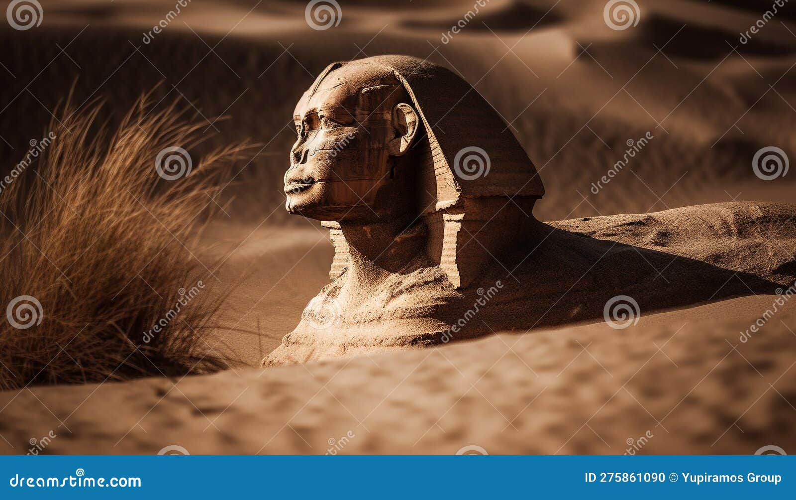 Ancient Pharaoh Statue Stands Tall in Sand Generated by AI Stock ...