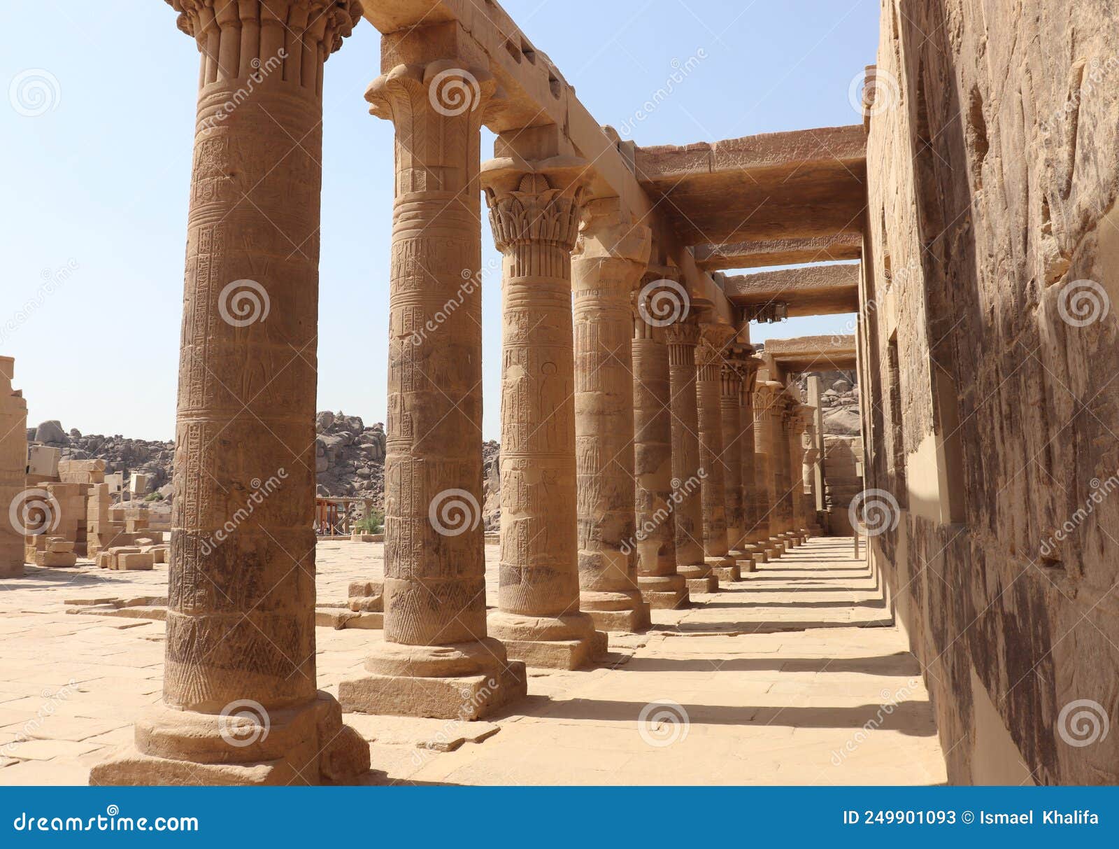 Ancient Pharaonic Columns from Temple of Philae Editorial Stock Photo ...