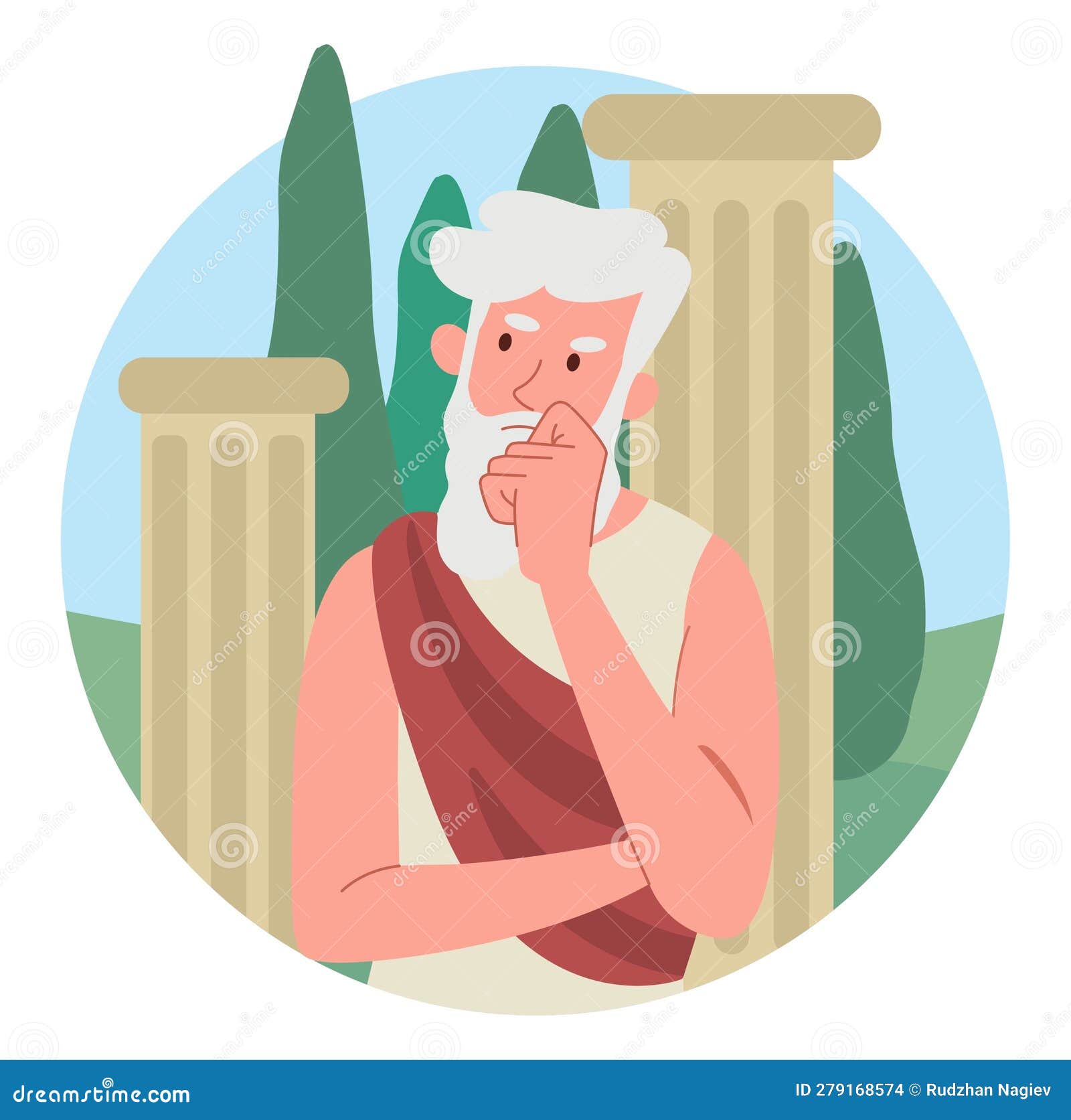 Ancient Philosopher Aristoteles Vector Cartoon Illustration ...