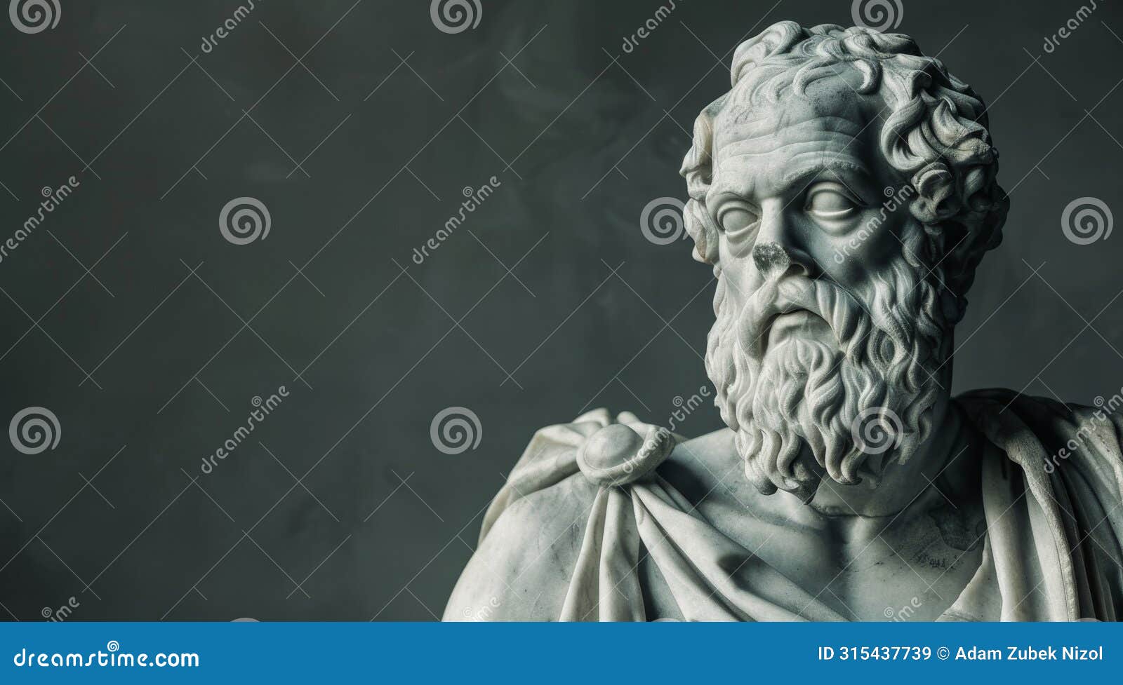 Ancient Philosopher Statue with Dramatic Lighting Stock Illustration ...