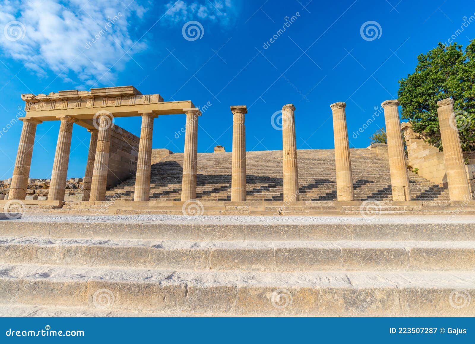 Ancient Pillars of the Acropolis of Lindos Stock Image - Image of ...