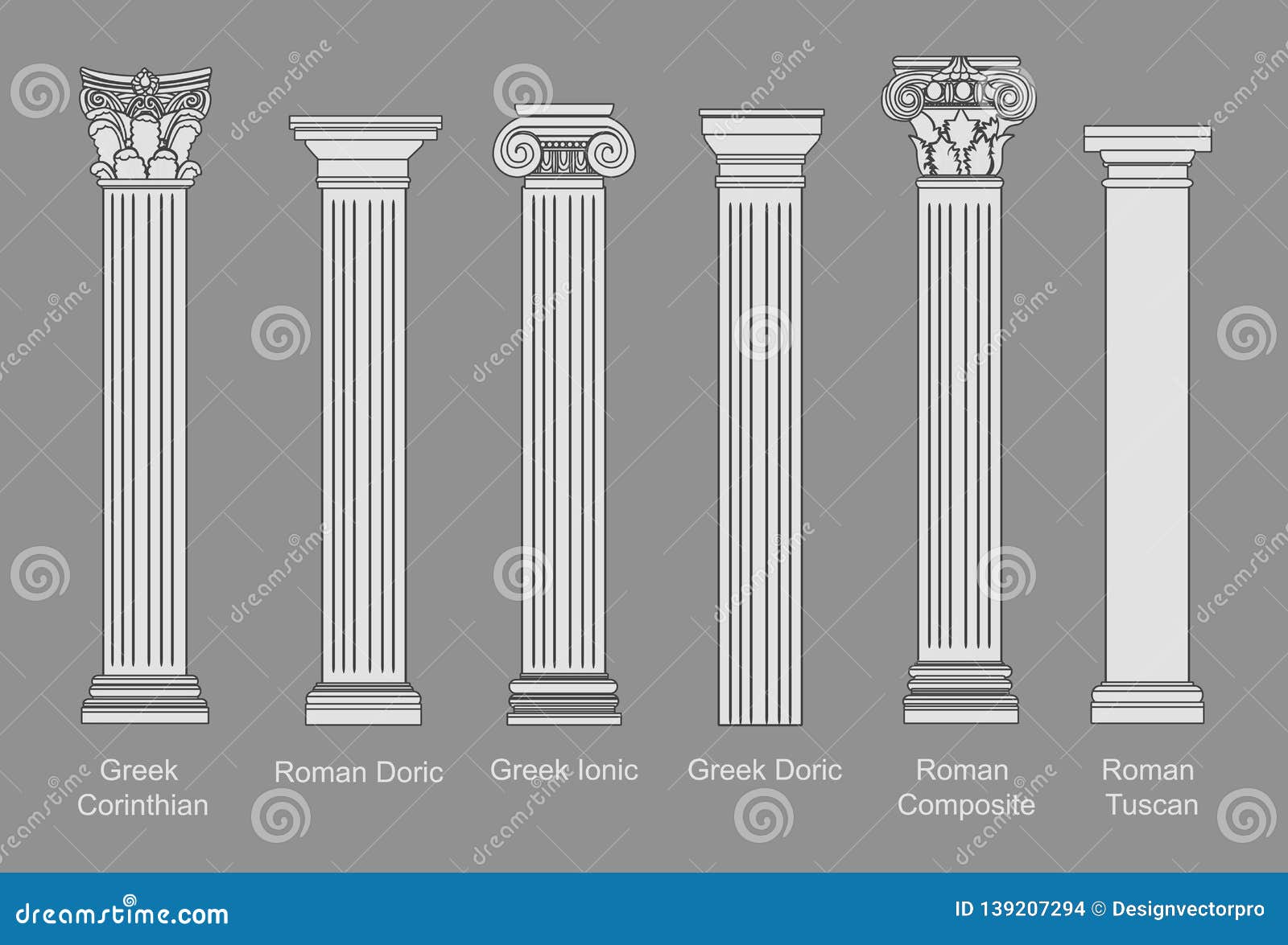 Ancient Pillars Set Isolated on White Background. Different ... Ancient Pillars Set Isolated on White Background. Different ...