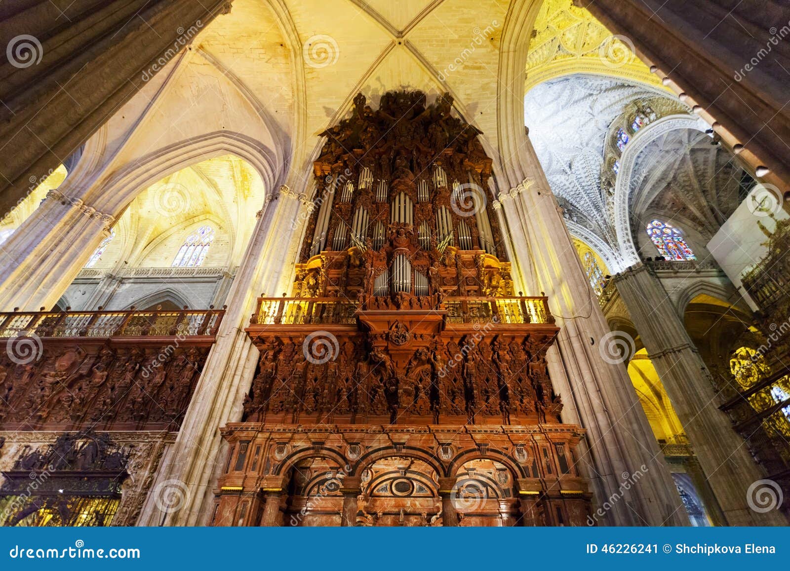 Ancient Pipe Organ in a Cathedral in Seville Editorial Photo - Image of ...