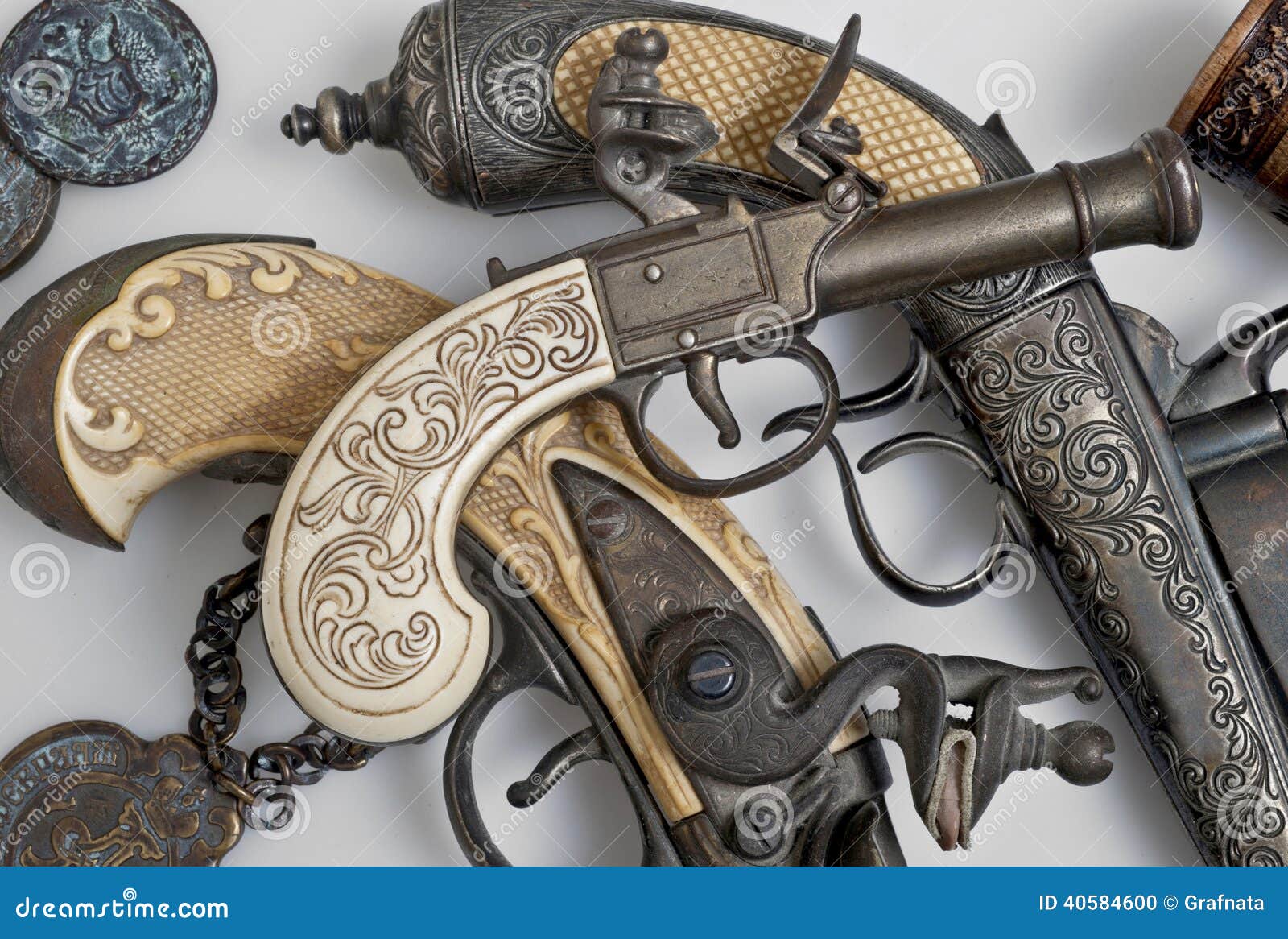 Ancient Pistols and Old Coins. Stock Photo - Image of eighteenth ...