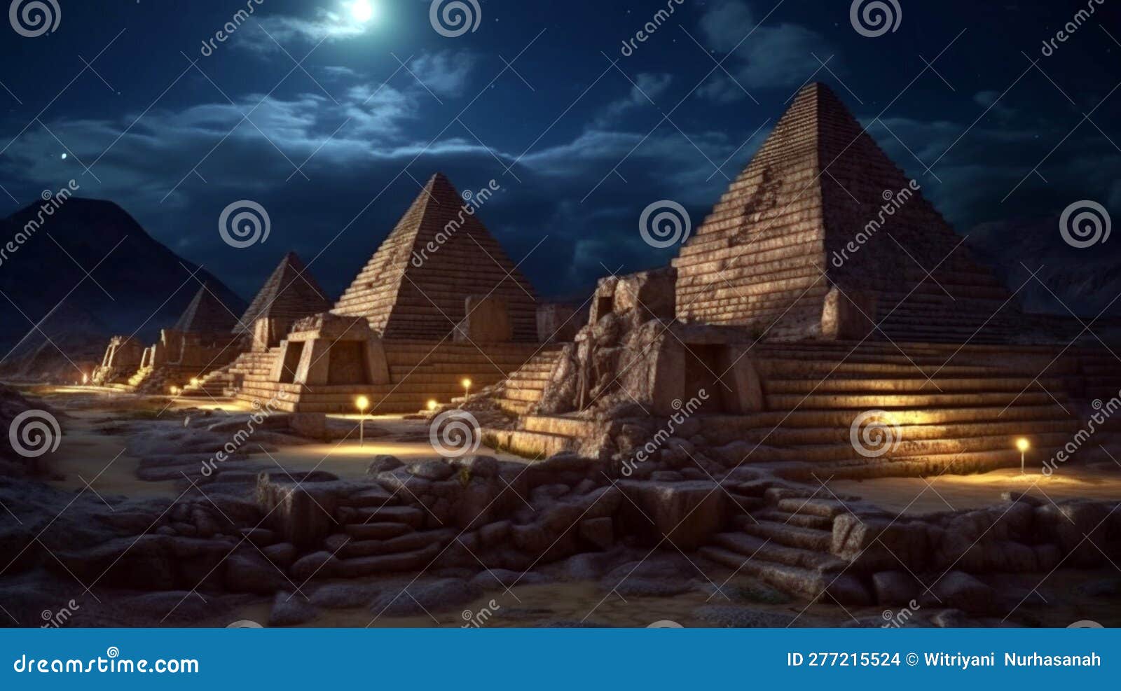 Ancient Places Backgrounds. Pyramids Under Night Sky. AI Generative ...