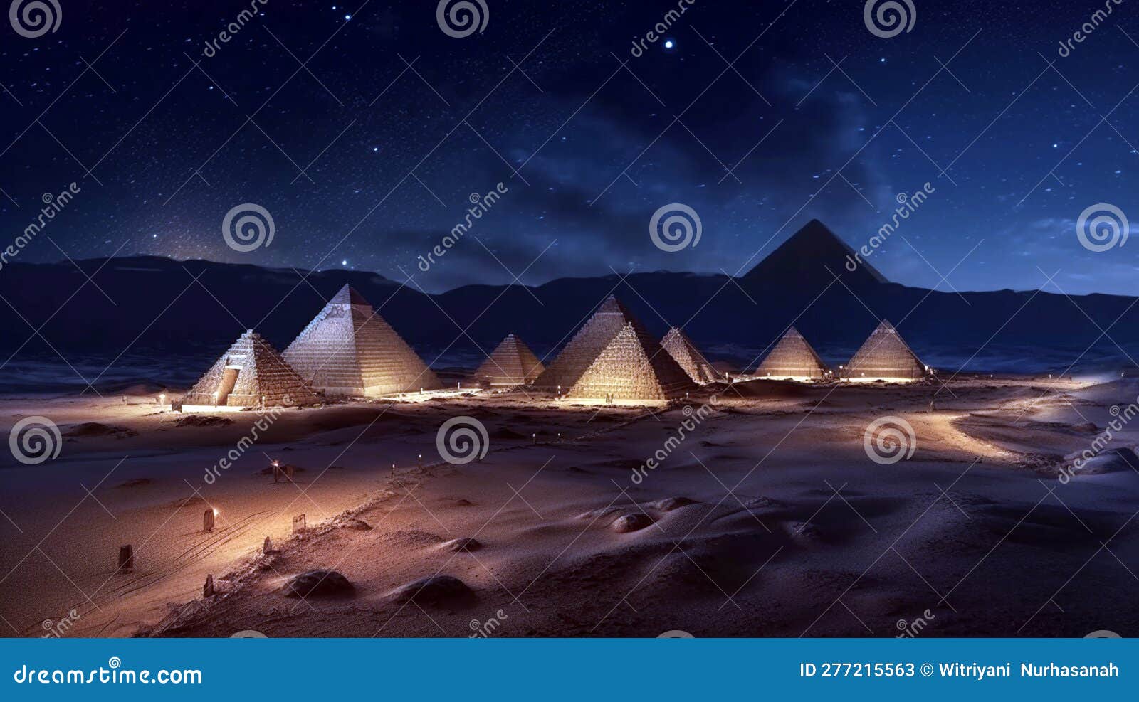 Ancient Places Backgrounds. Pyramids Under Night Sky. AI Generative ...