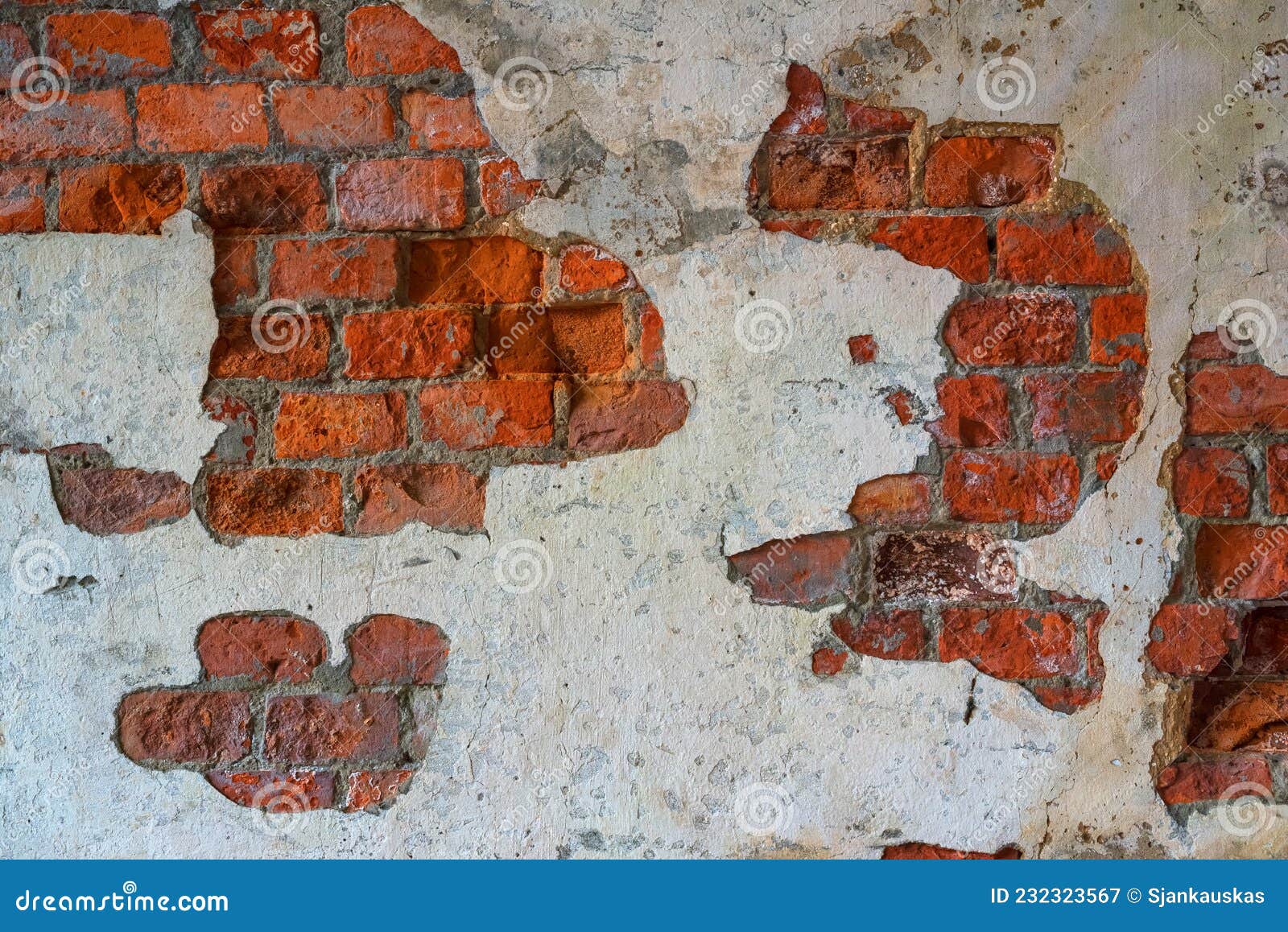 Ancient Plastered Red Brick Wall Background, Abstract Surface Texture ...