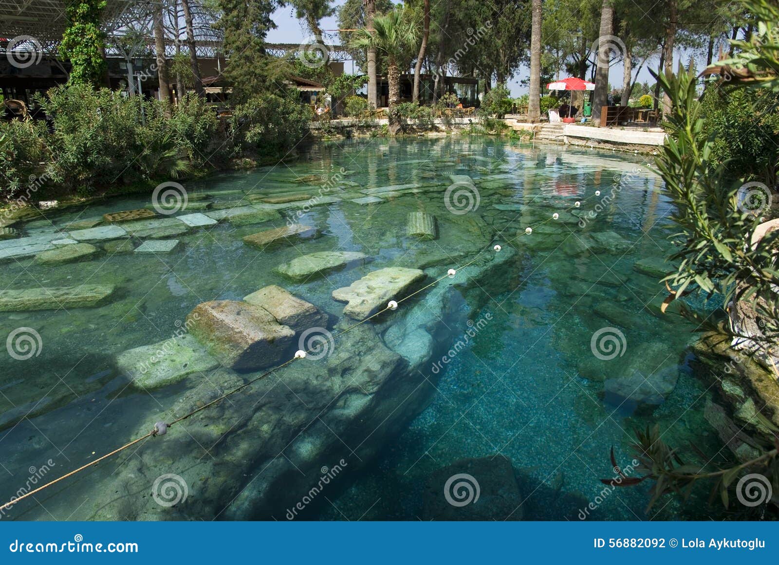 Ancient pool in Pamukkale. stock photo. Image of geology - 56882092