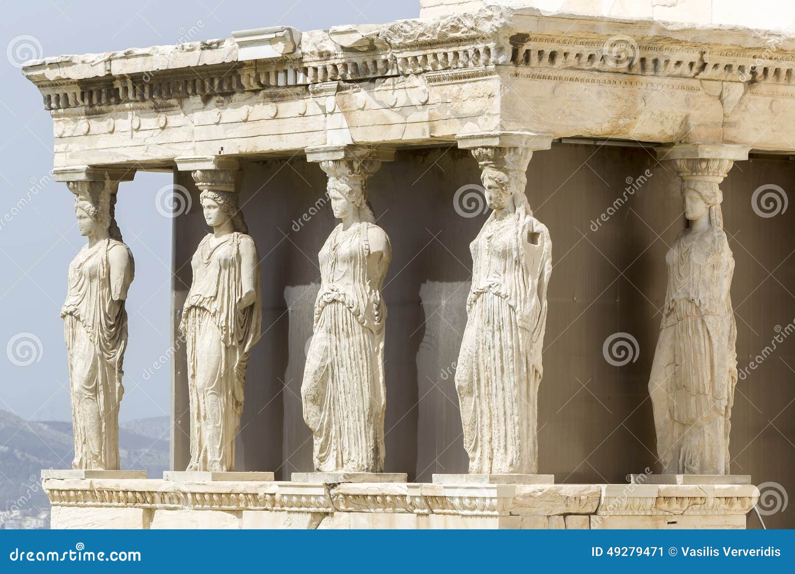 The Ancient Porch of Caryatides in Acropolis, Athens, Greece Editorial ...