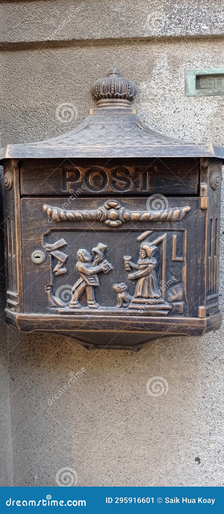 Ancient Post Box Cute on Door Stock Image - Image of door, post: 295916601