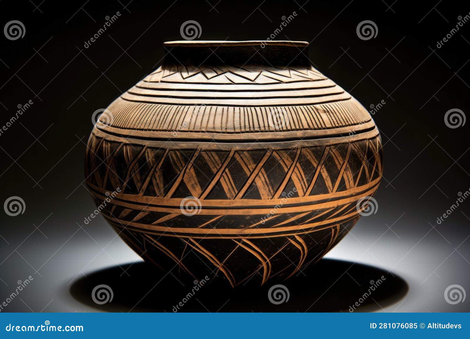 Ancient Pottery with Geometric Designs and Textures Stock Illustration ...
