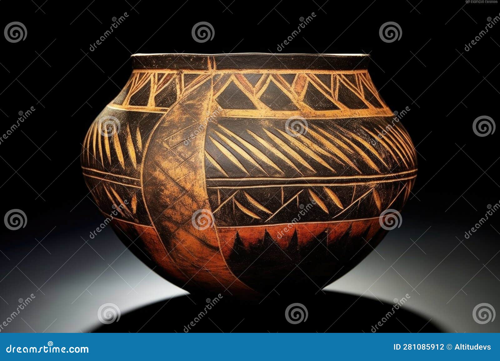 Ancient Pottery with Geometric Designs and Textures Stock Photo - Image ...