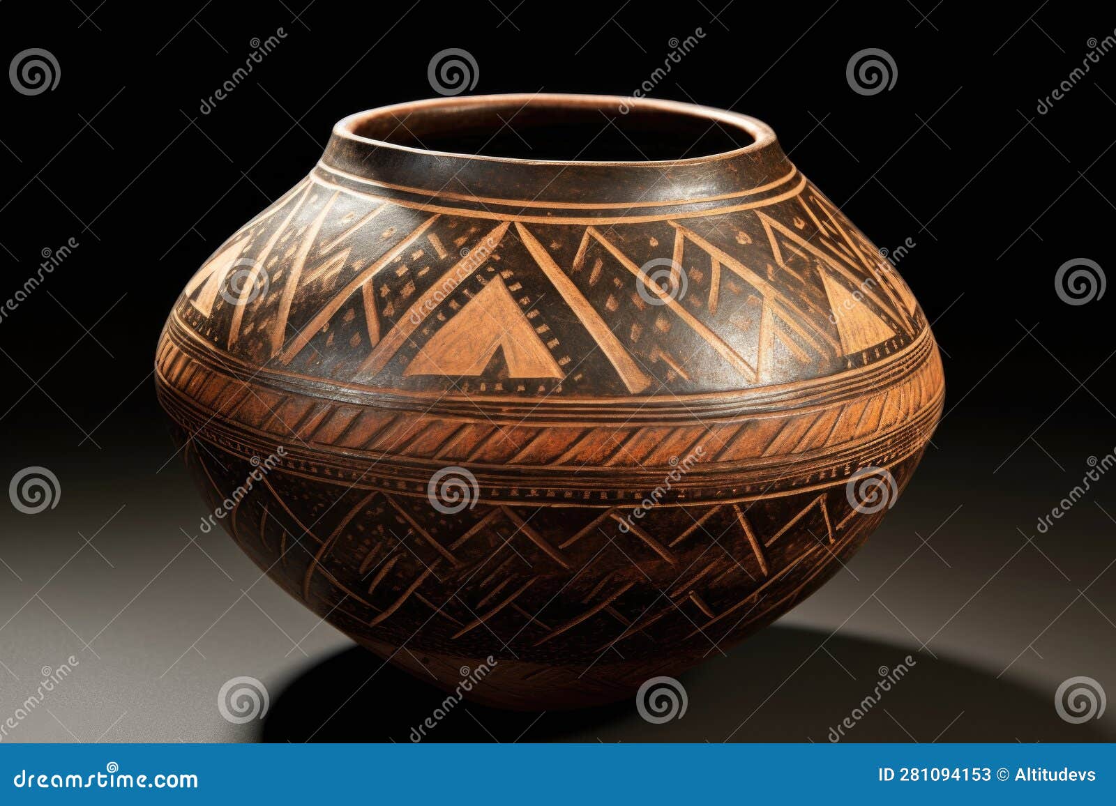 Ancient Pottery with Geometric Designs and Textures Stock Illustration ...